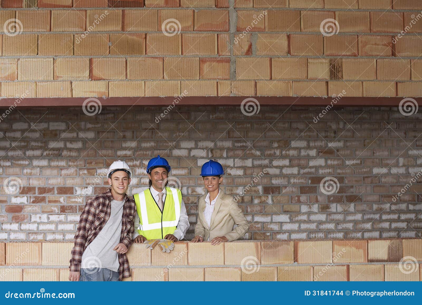 Construction Team at Building Site Stock Photo - Image of building ...