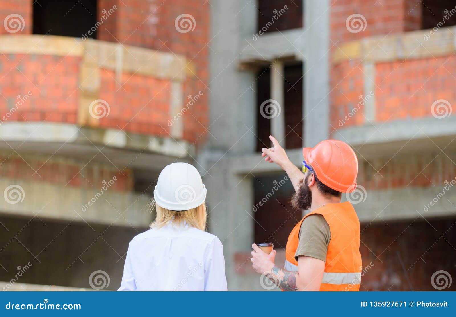 Construction Team Communication Concept. Discussing Plan Stock Image ...