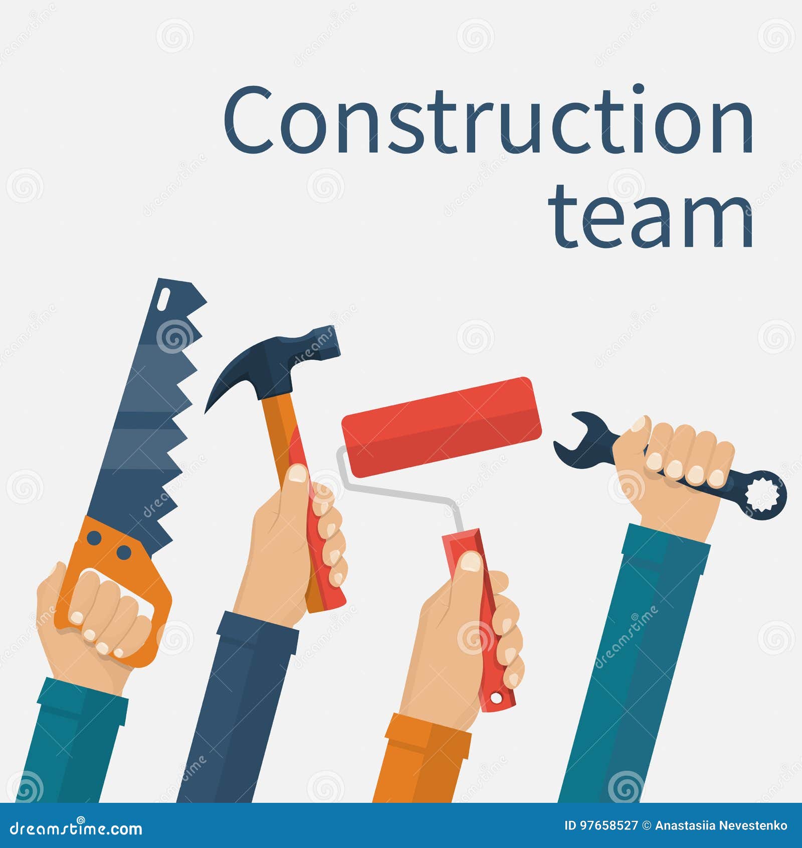 Construction Team Laying A Brick Wall Background Vector Illustration ...