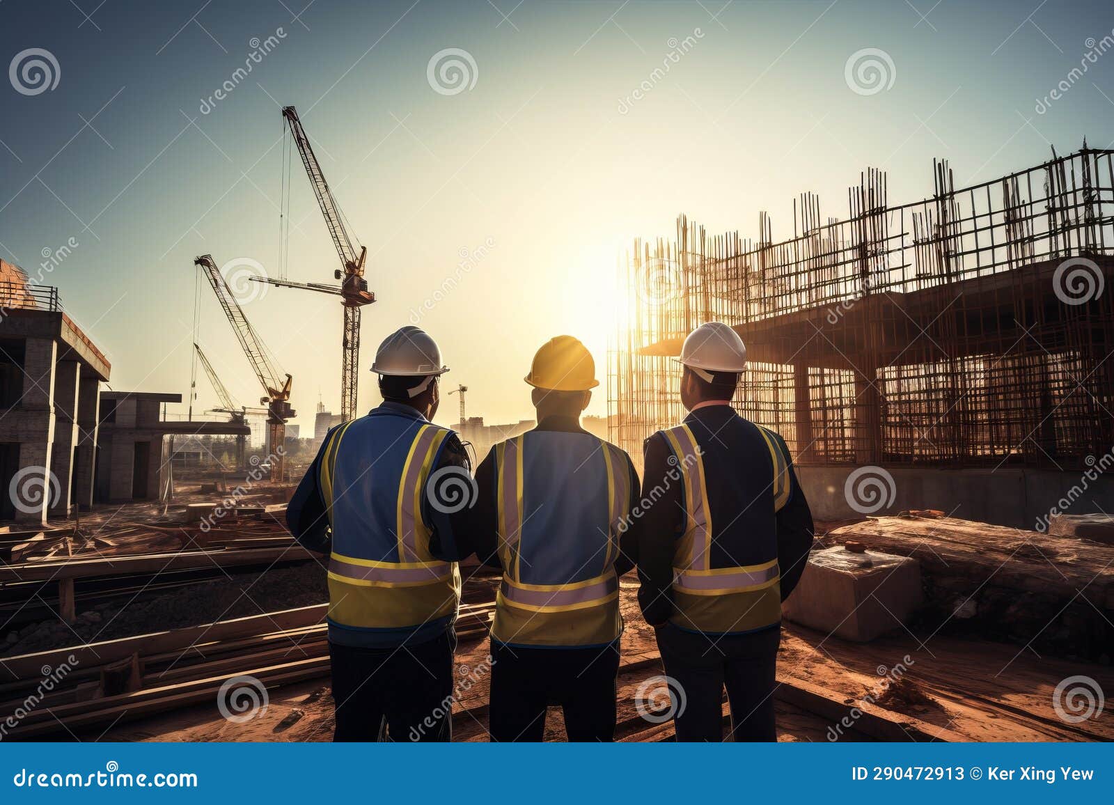 Construction Team at Construction Site Stock Illustration ...