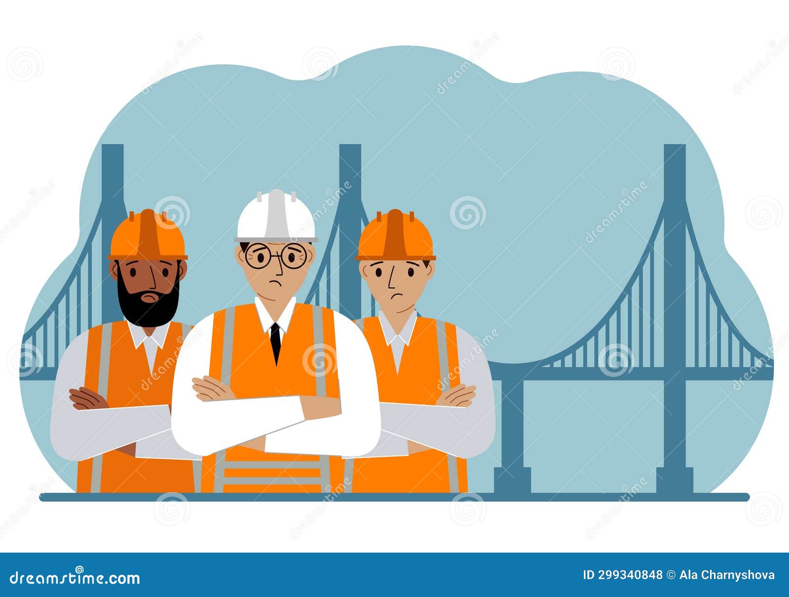 Construction Team and Engineer Next To the Bridge. the Concept of Civil ...