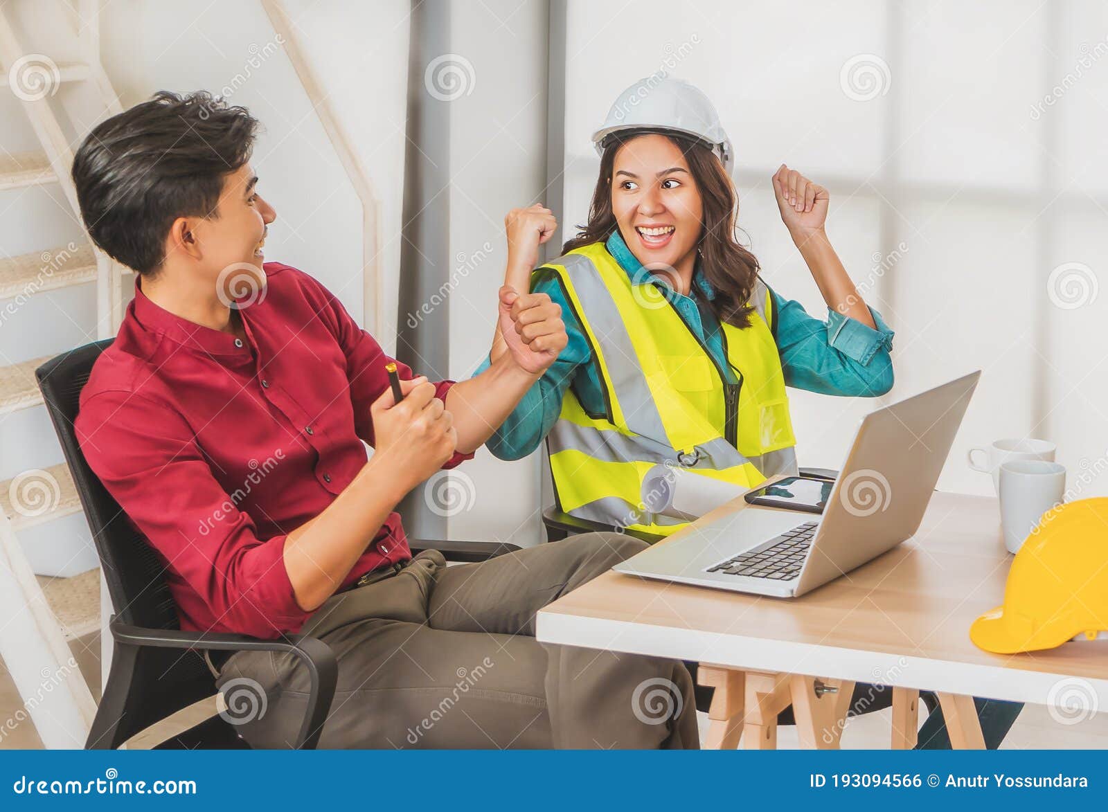 Construction Team Showing Success with Smile and Laughter for Engineer ...