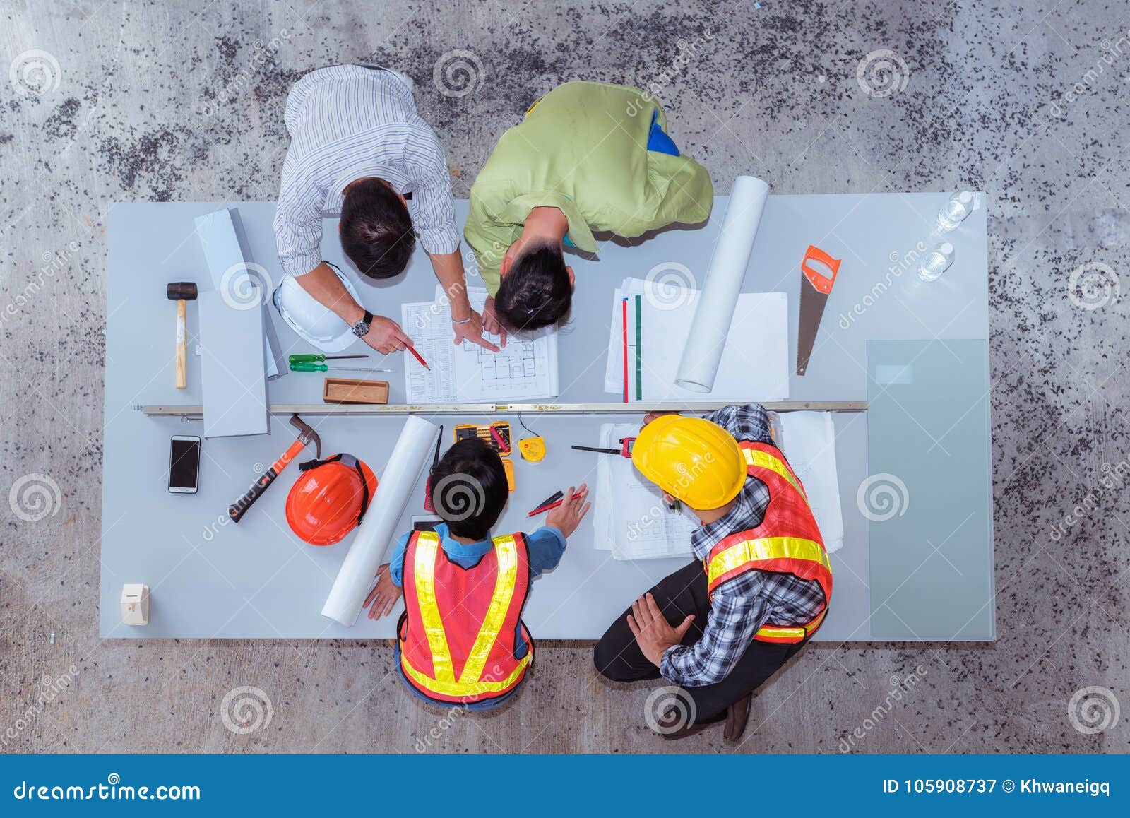 Construction Team Work, they`re Talking about New Project, Top V Stock ...