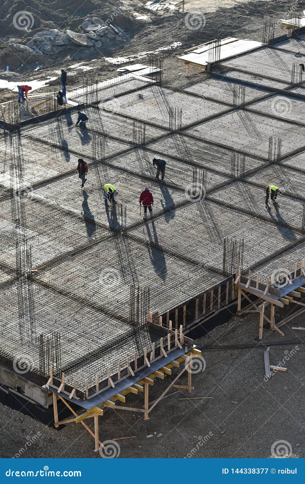 Construction Team Working on a Construction Site Stock Image - Image of ...