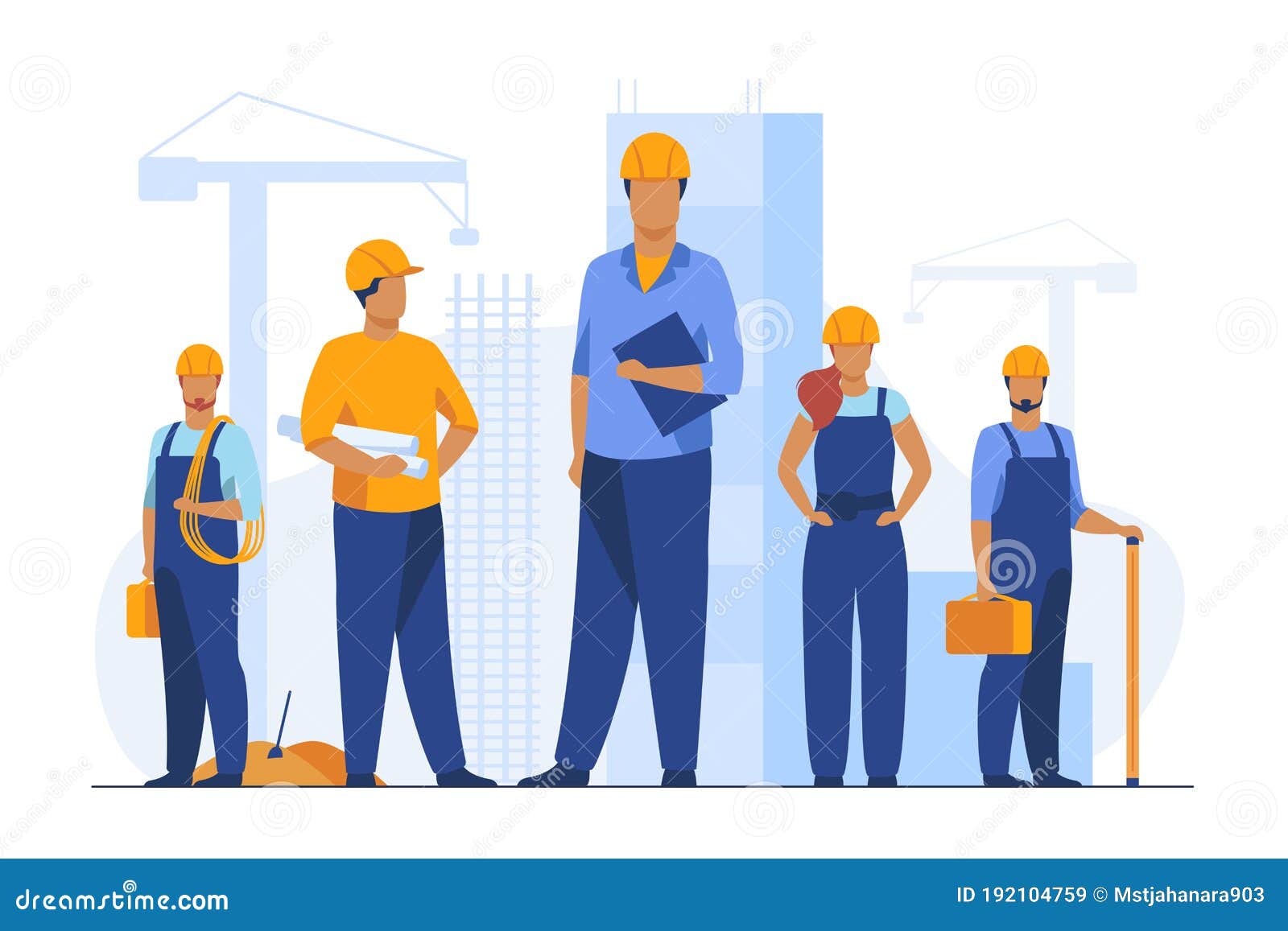 Construction Team Working on Site Stock Vector - Illustration of ...