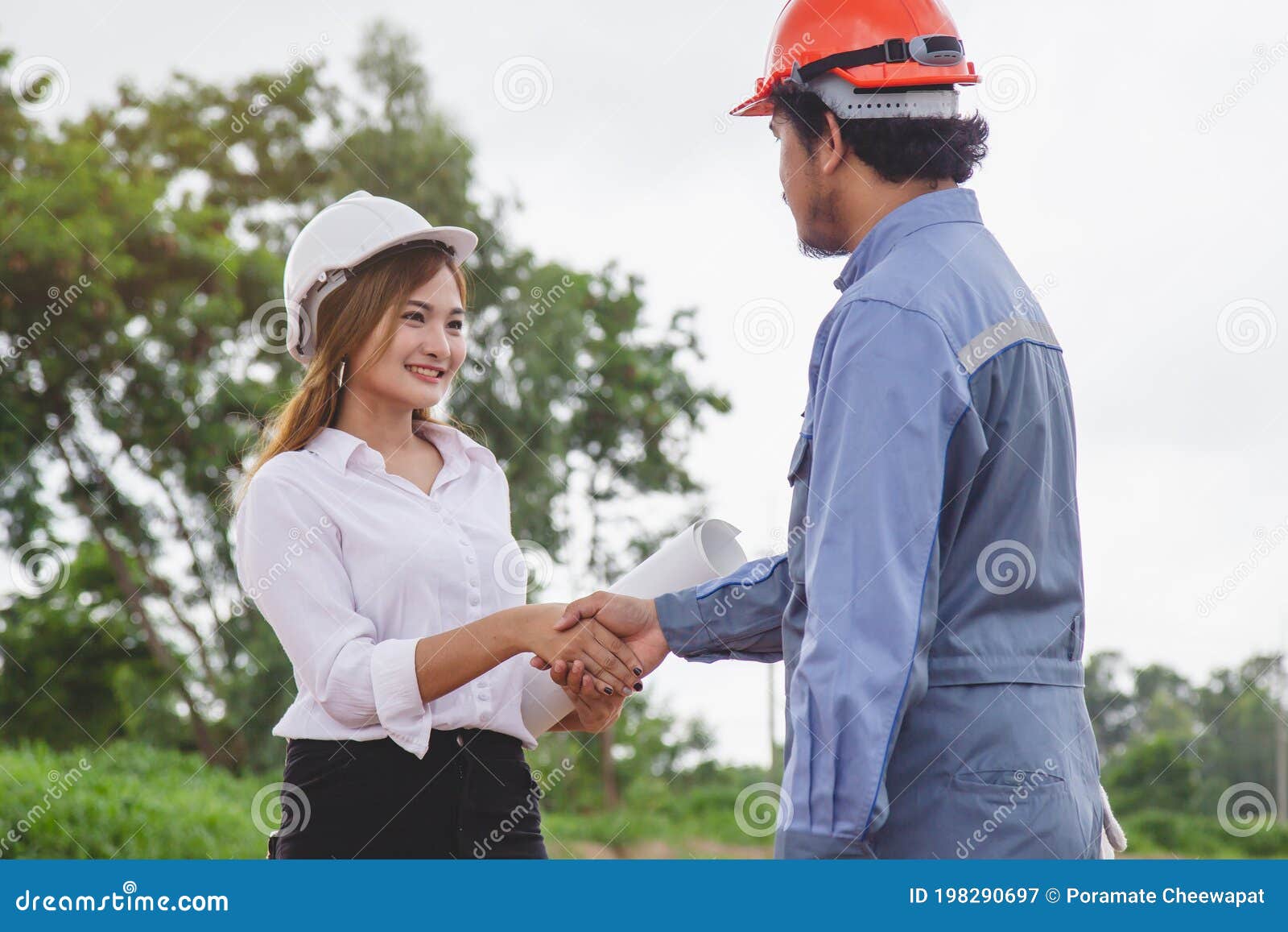 Construction Teamwork.architect and Engineer Shaking Hands. Stock Image ...