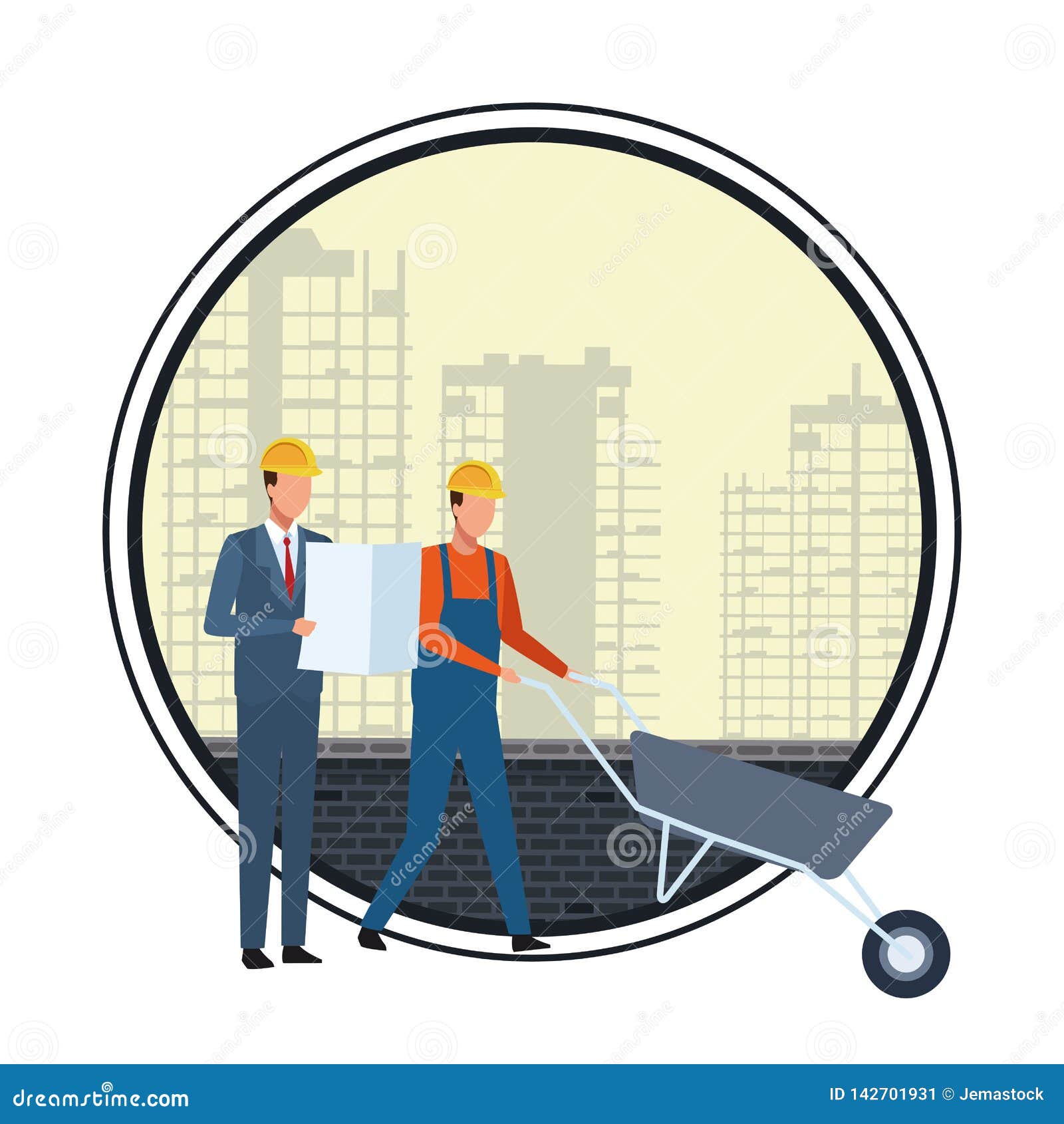 Construction Teamwork Avatar Stock Vector - Illustration of people ...