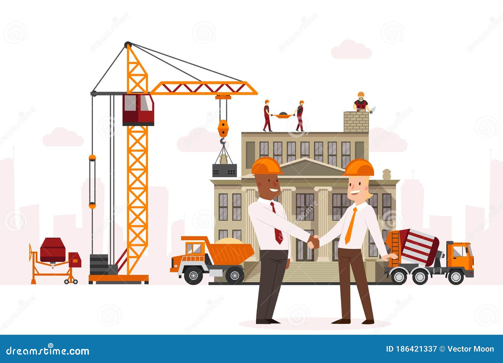 Construction Technic, Conclusion Agreement between Businessmen Vector ...