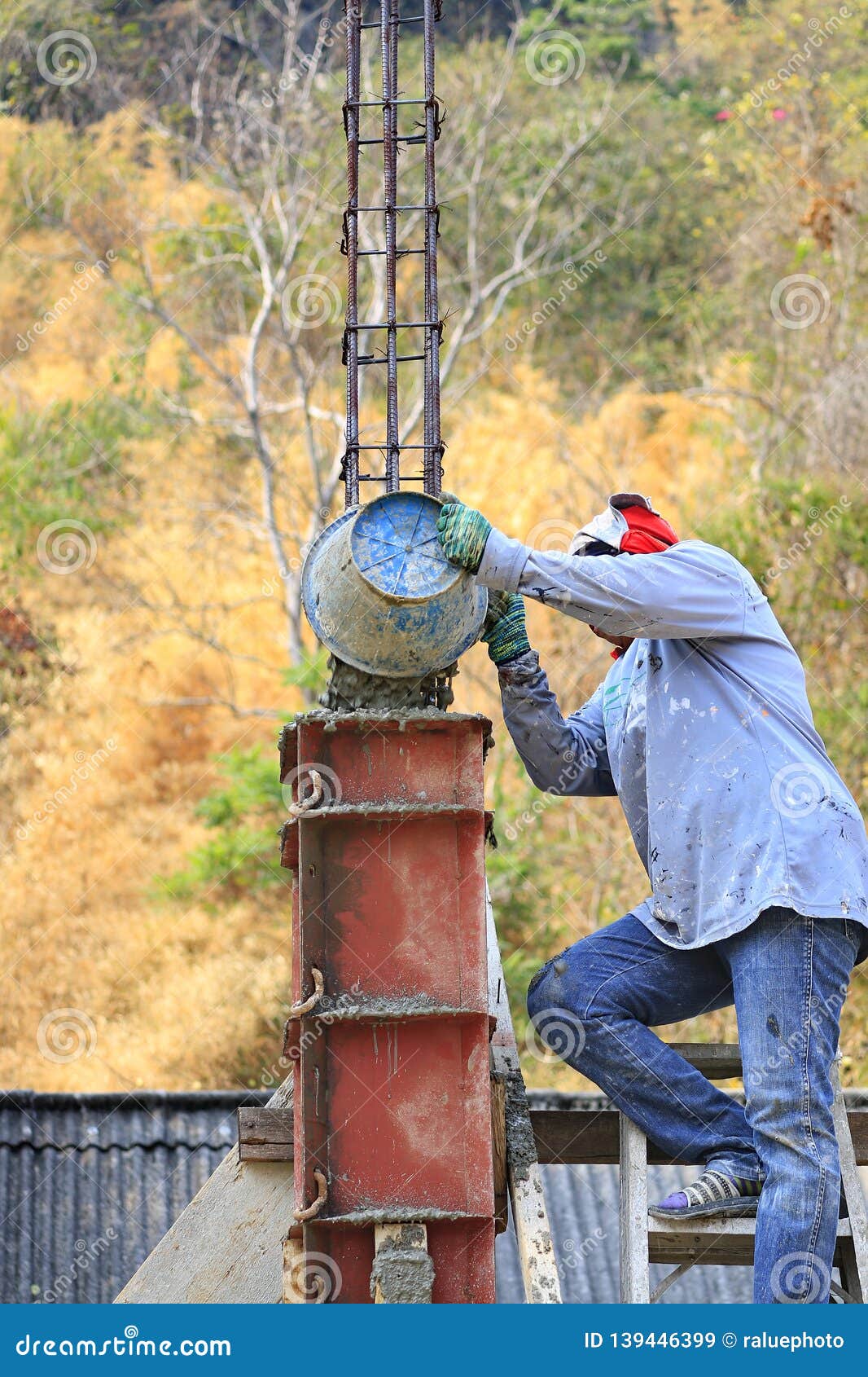 The Construction Technician is Working on the Casting of Concrete ...