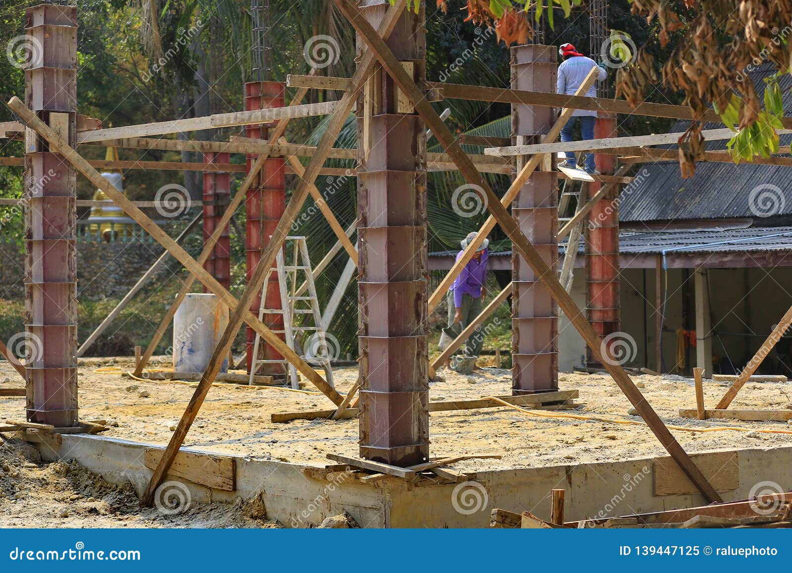 The Construction Technician is Working on the Casting of Concrete ...