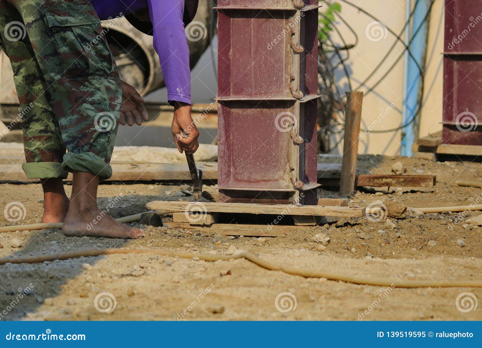 The Construction Technician is Working on the Casting of Concrete ...