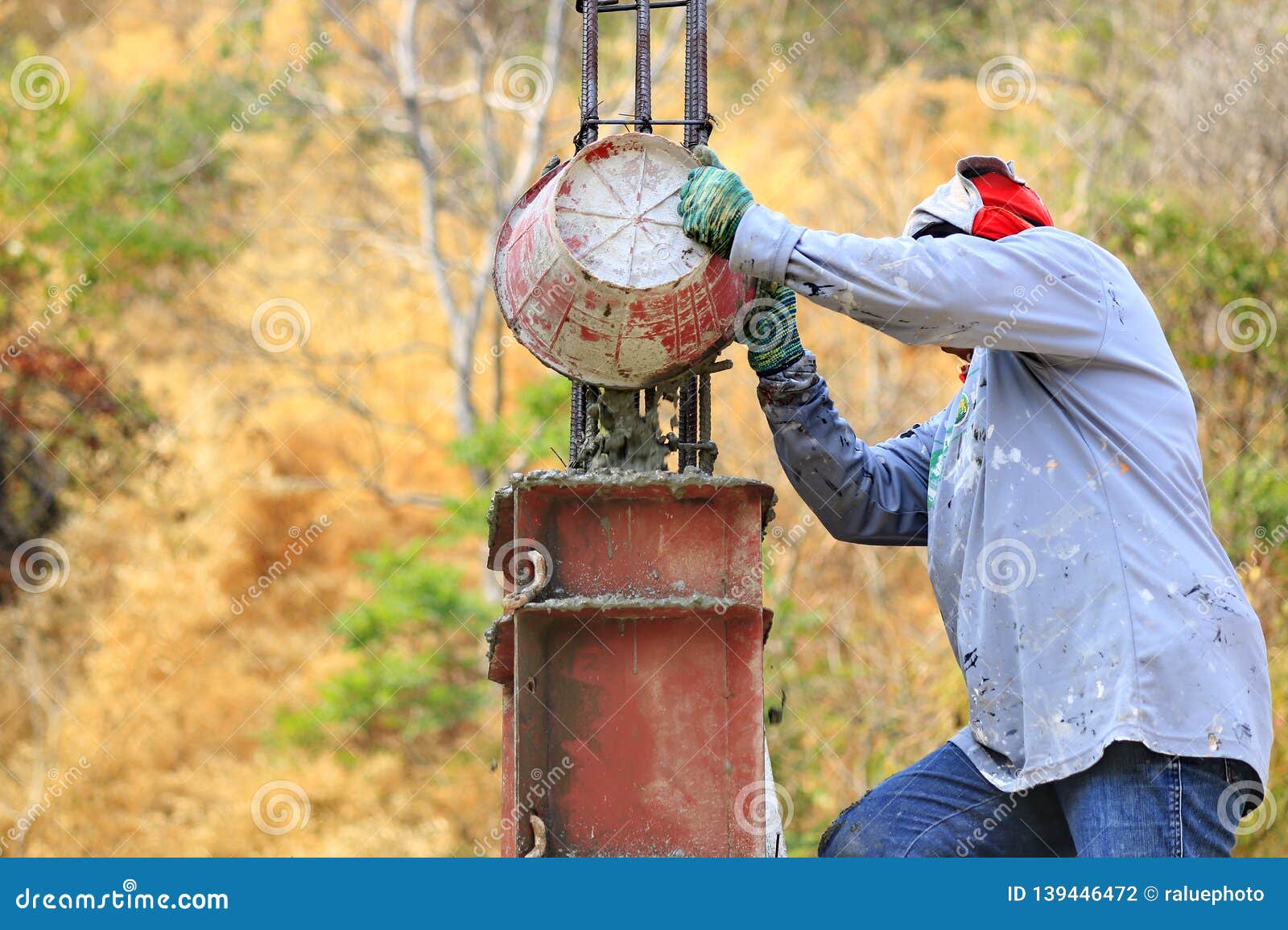 The Construction Technician is Working on the Casting of Concrete ...