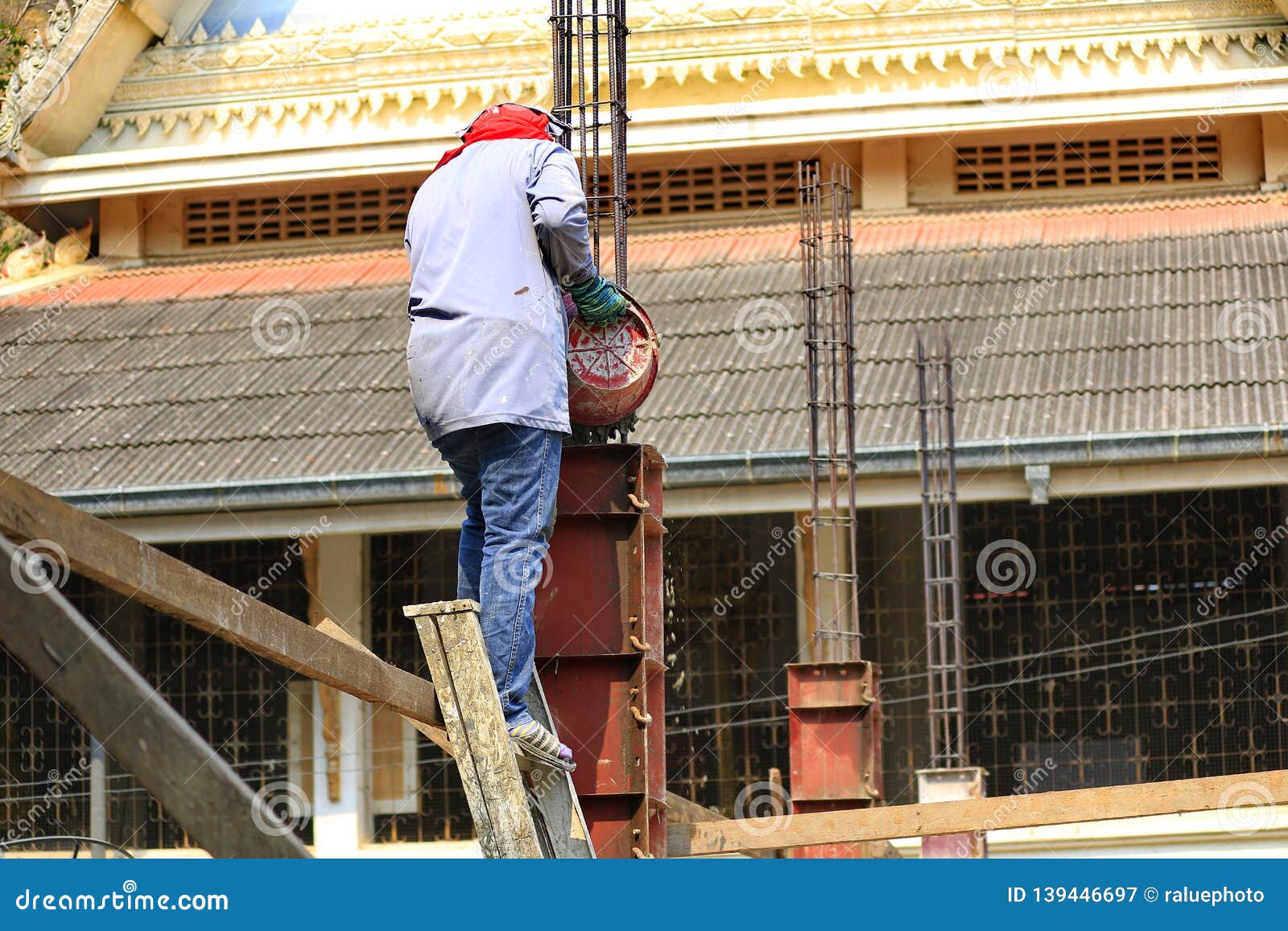 The Construction Technician is Working on the Casting of Concrete ...
