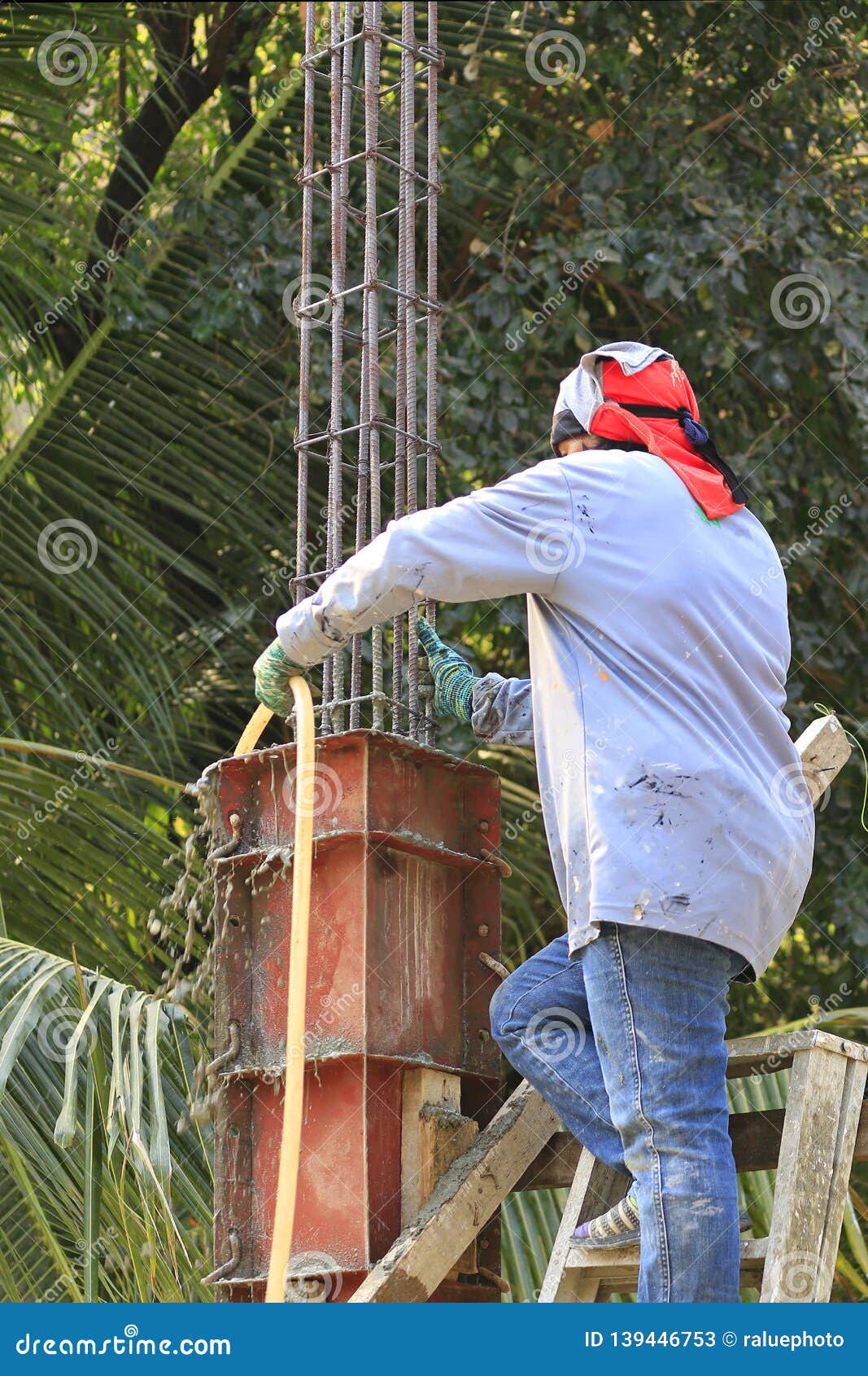 The Construction Technician is Working on the Casting of Concrete ...
