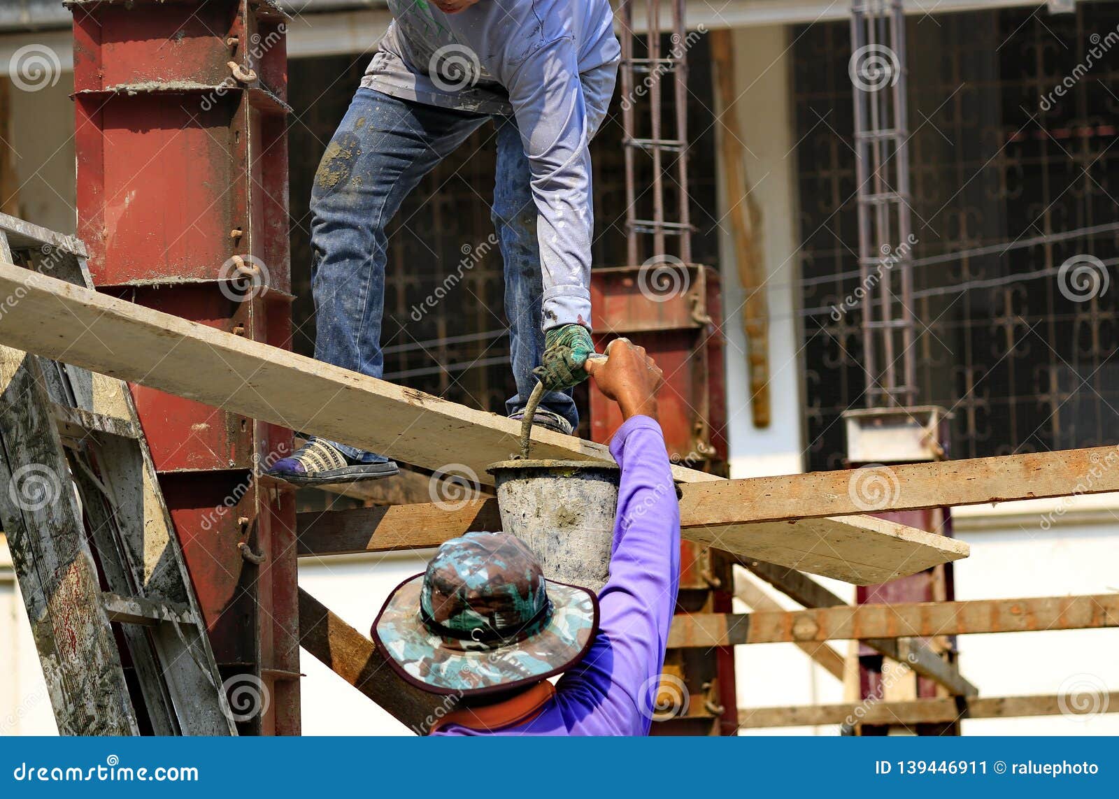 The Construction Technician is Working on the Casting of Concrete ...