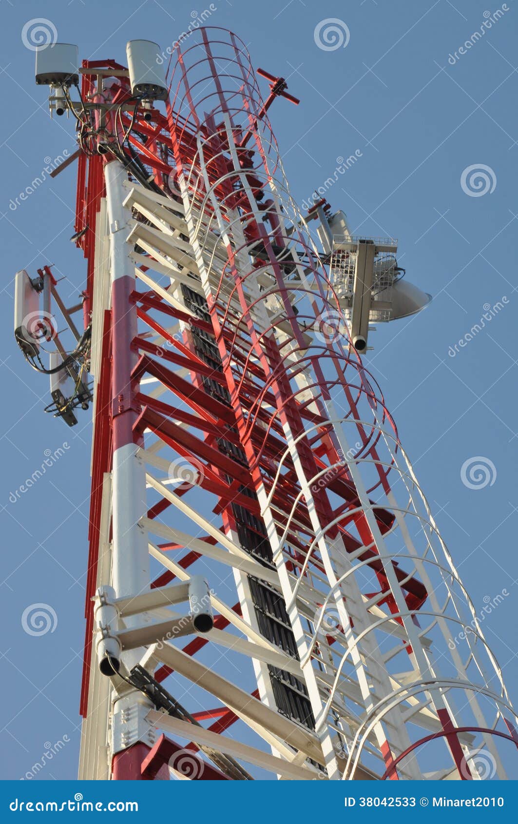 Construction of a Telecommunications Tower Stock Image - Image of ...