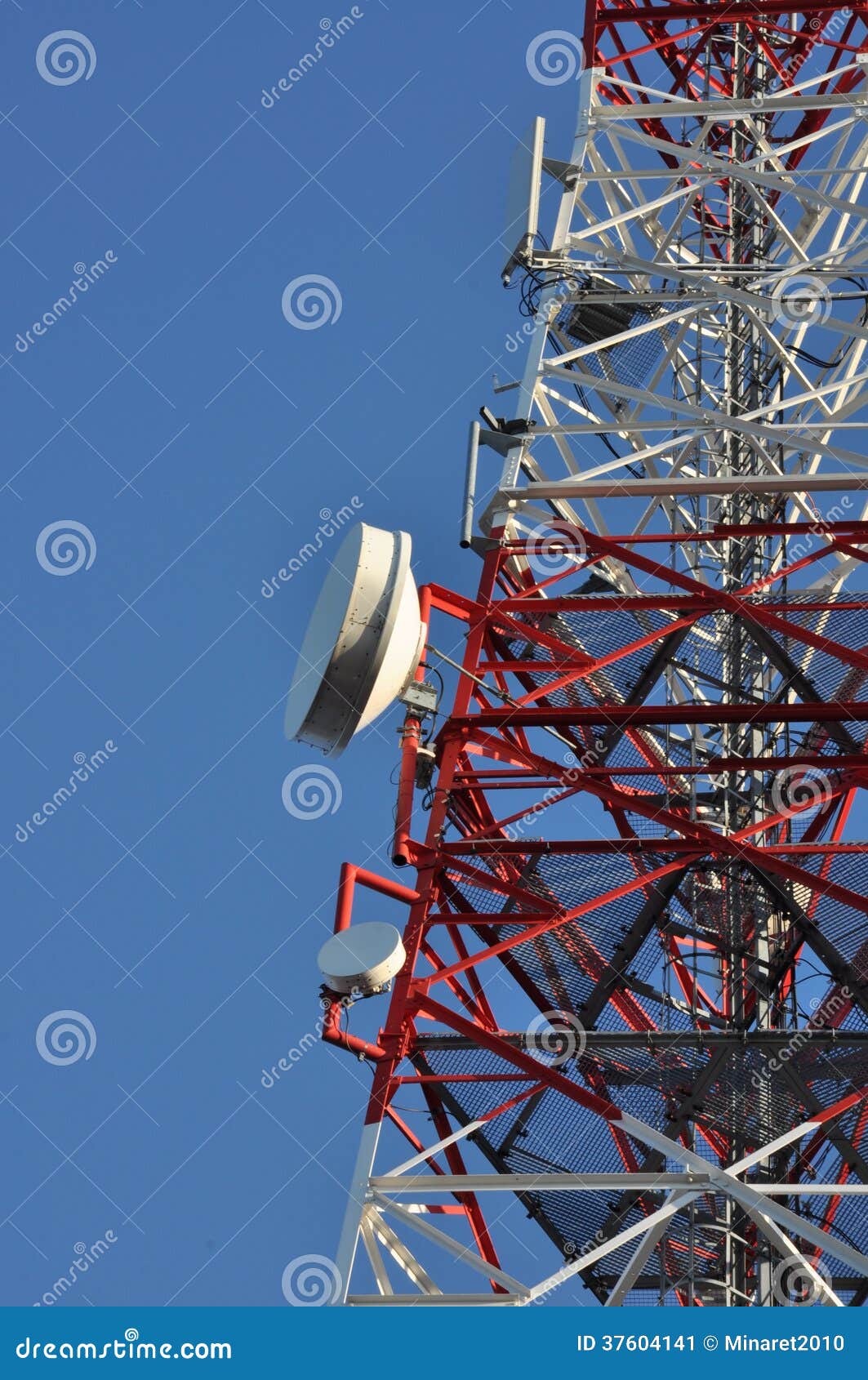 Construction of a Telecommunications Tower with Antennas Stock Image ...