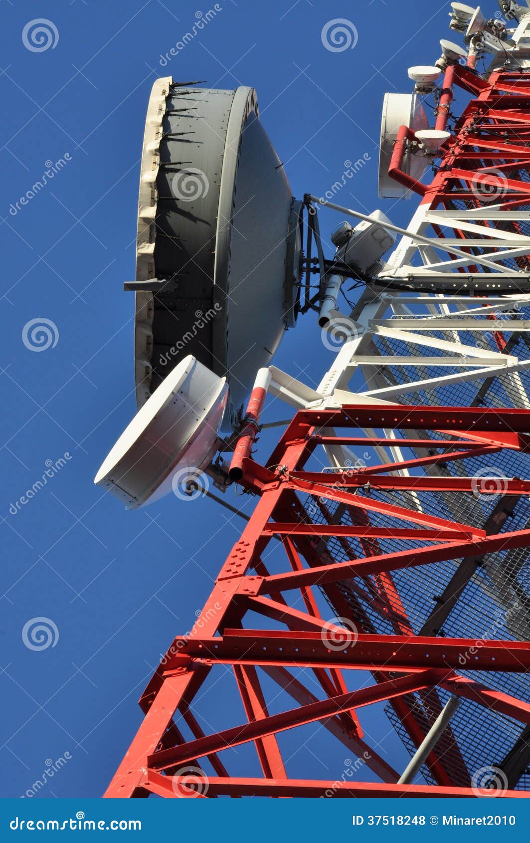 Construction of a Telecommunications Tower with Antennas Stock Photo ...