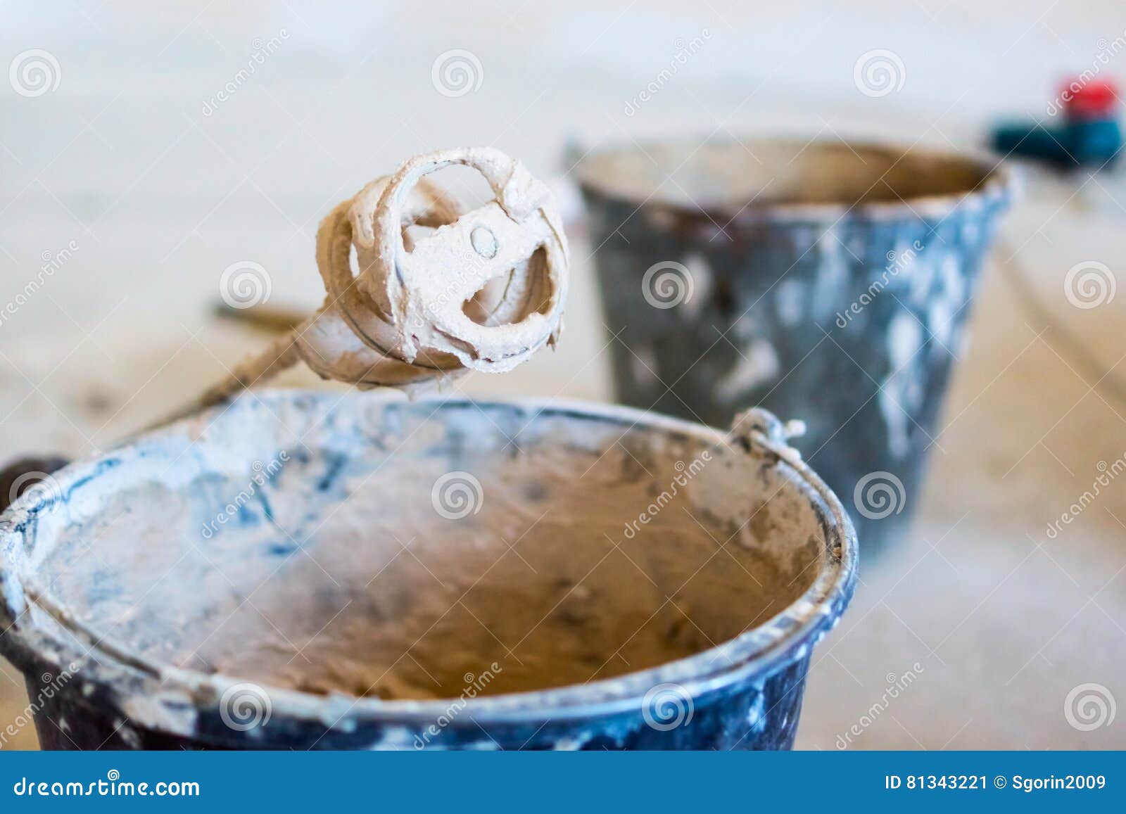 Construction Theme - Buckets of Cement Mixture Stock Image - Image of ...