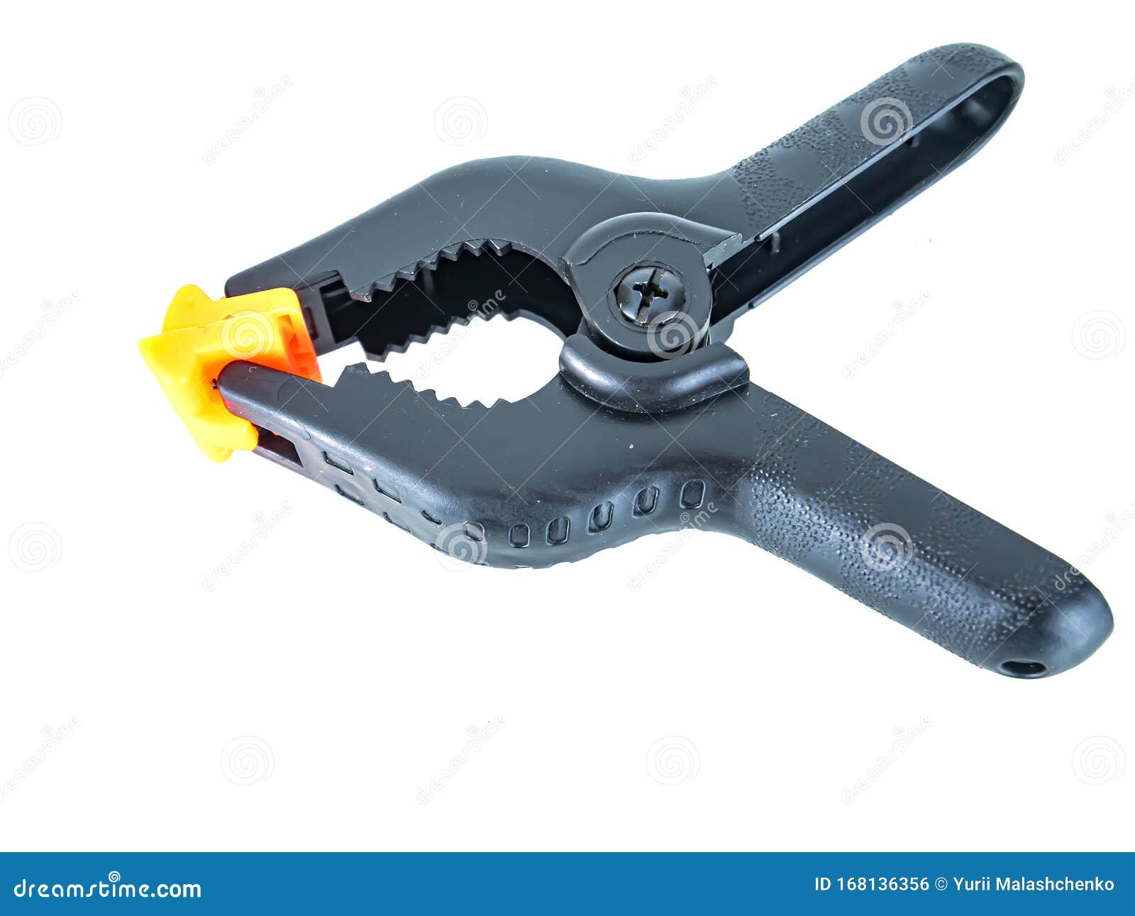 Construction Tool Black Plastic Clothespin on a White Background Stock ...