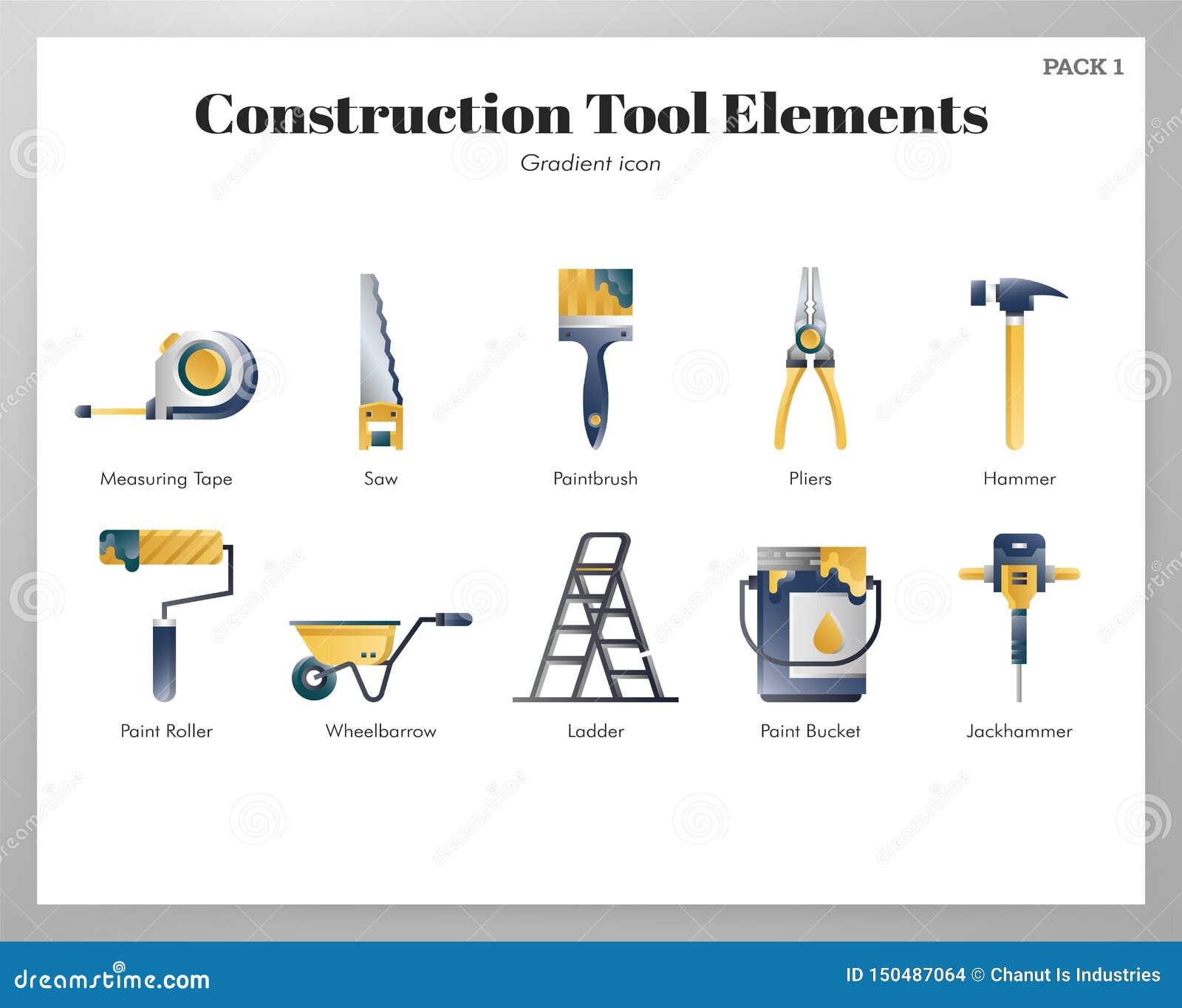 Construction Tool Elements Gradient Pack Stock Vector - Illustration of ...