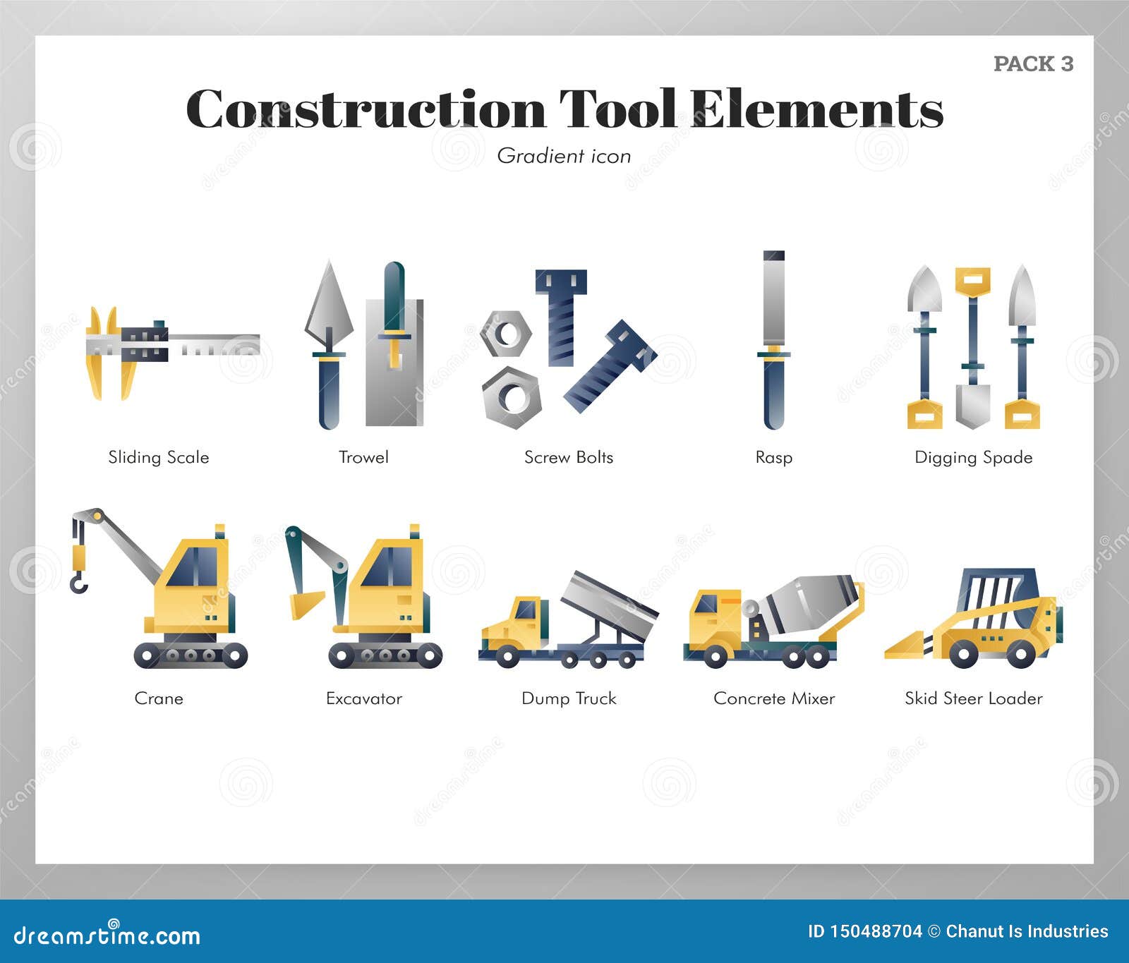 Construction Tool Elements Gradient Pack Stock Vector - Illustration of ...