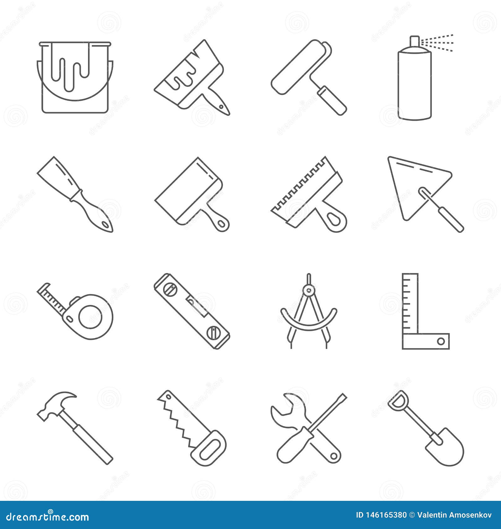 Construction Tool Icon Collection - Vector Illustration. Editable ...