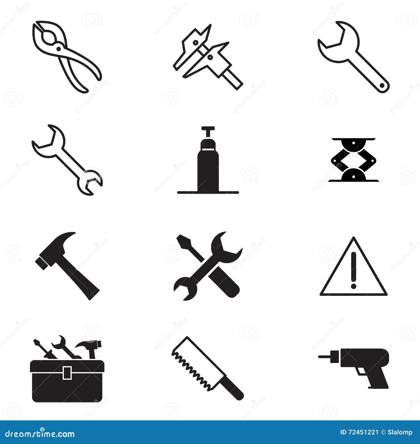 Construction Tool Icon Collection Vector Illustration Symbol 2 Stock ...