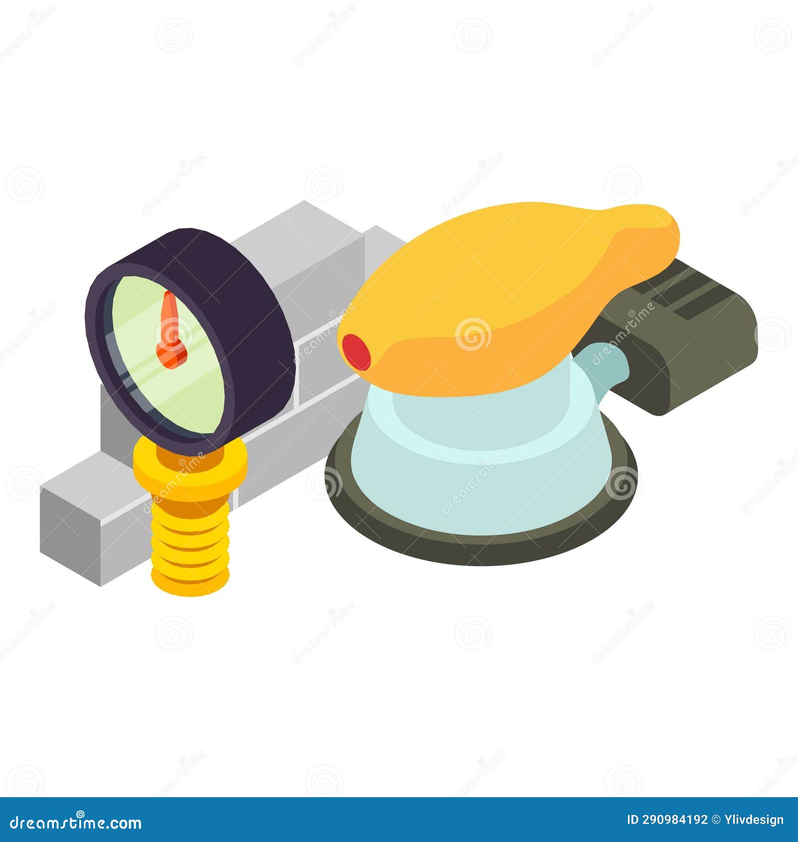 Construction Tool Icon Isometric Vector. Manometer and Floor Sanding ...