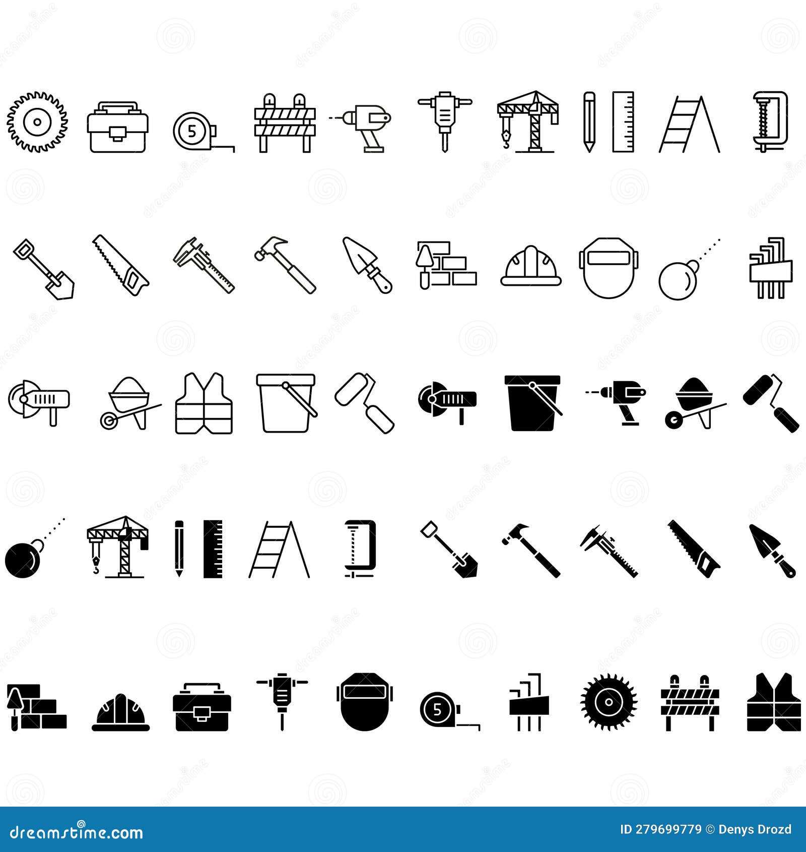 Construction Tool Icon Vector Set. Repair Illustration Sign Collection ...