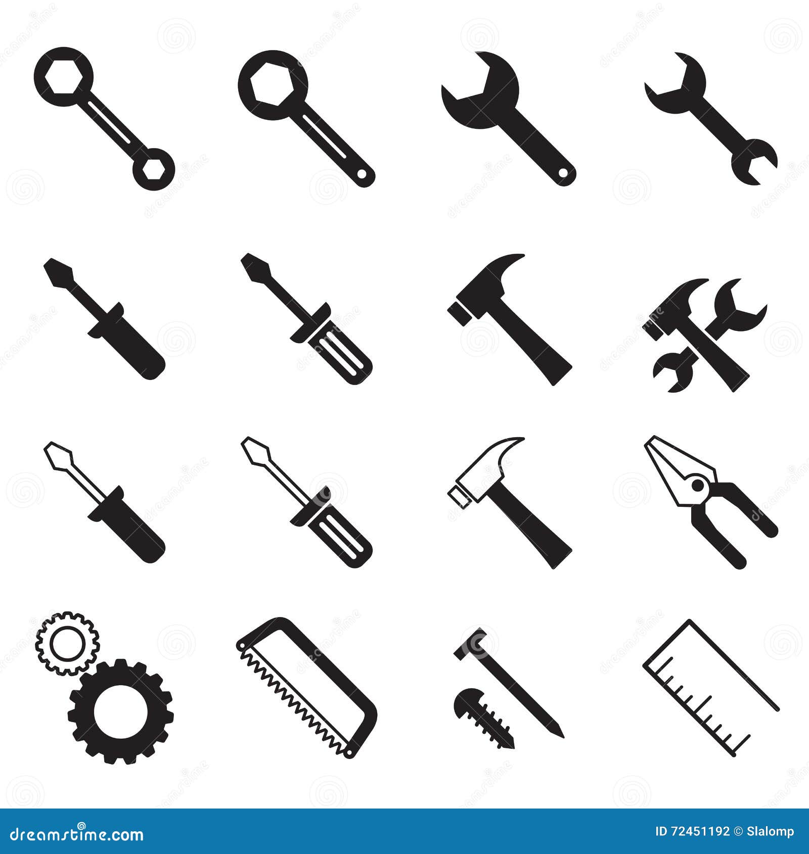 Construction Tool Icons Collection Vector Illustration Symbol Stock ...