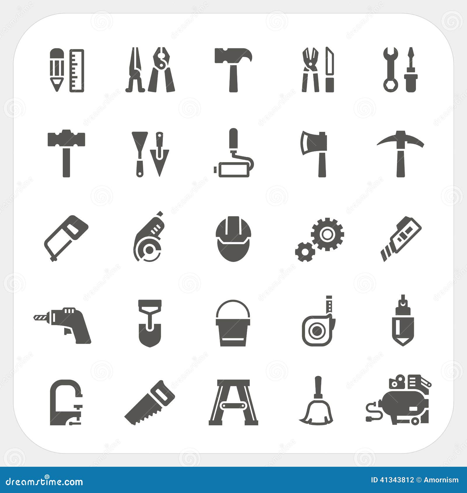 Construction Tool Icons Set Stock Vector - Illustration of mechanic ...