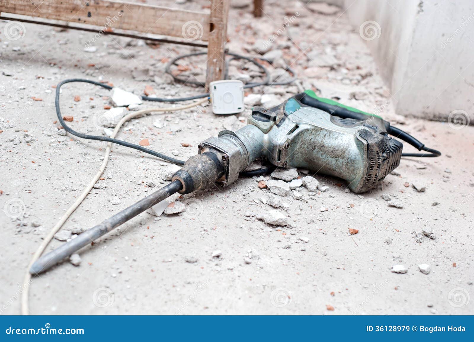 Construction Tool, the Jackhammer with Demolition Debris Stock Image ...