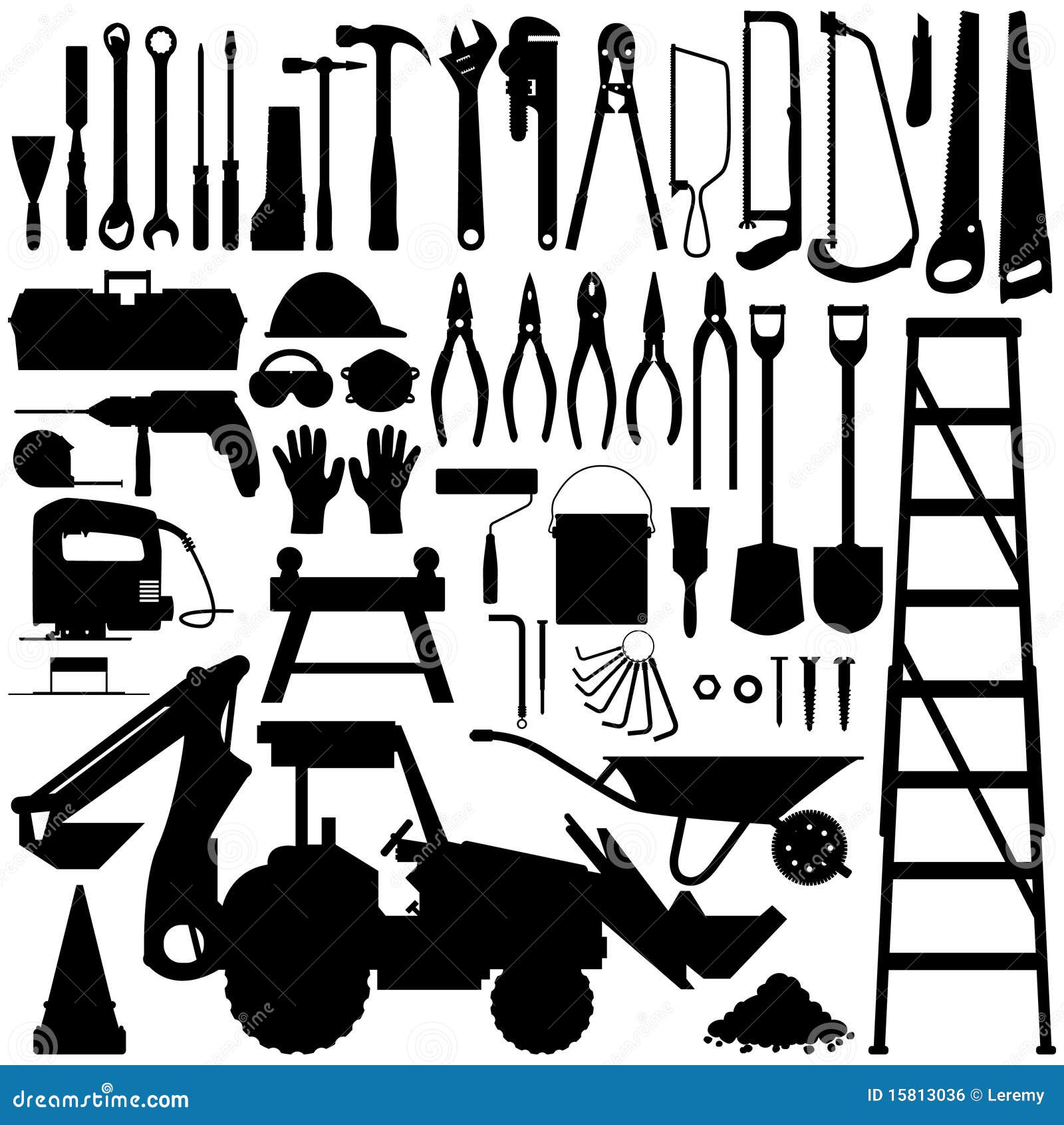 Construction Tool Silhouette Vector Stock Vector - Illustration of ...