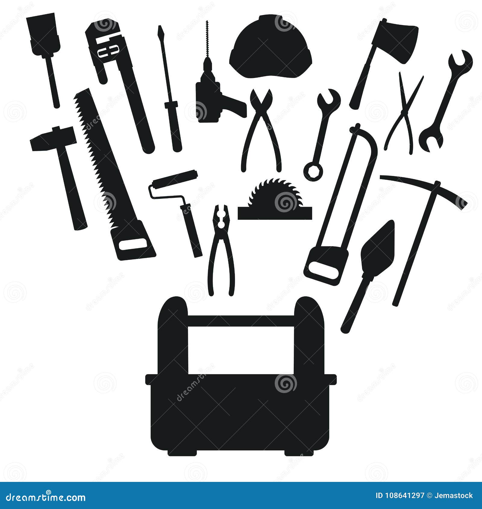 Construction Toolbox Linear Icon Vector Illustration | CartoonDealer ...