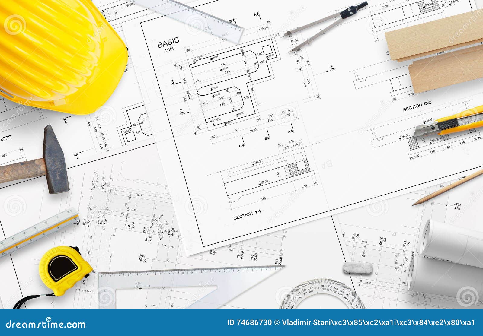 Construction Tools and Accessories for Drawing Projects and Measurement ...