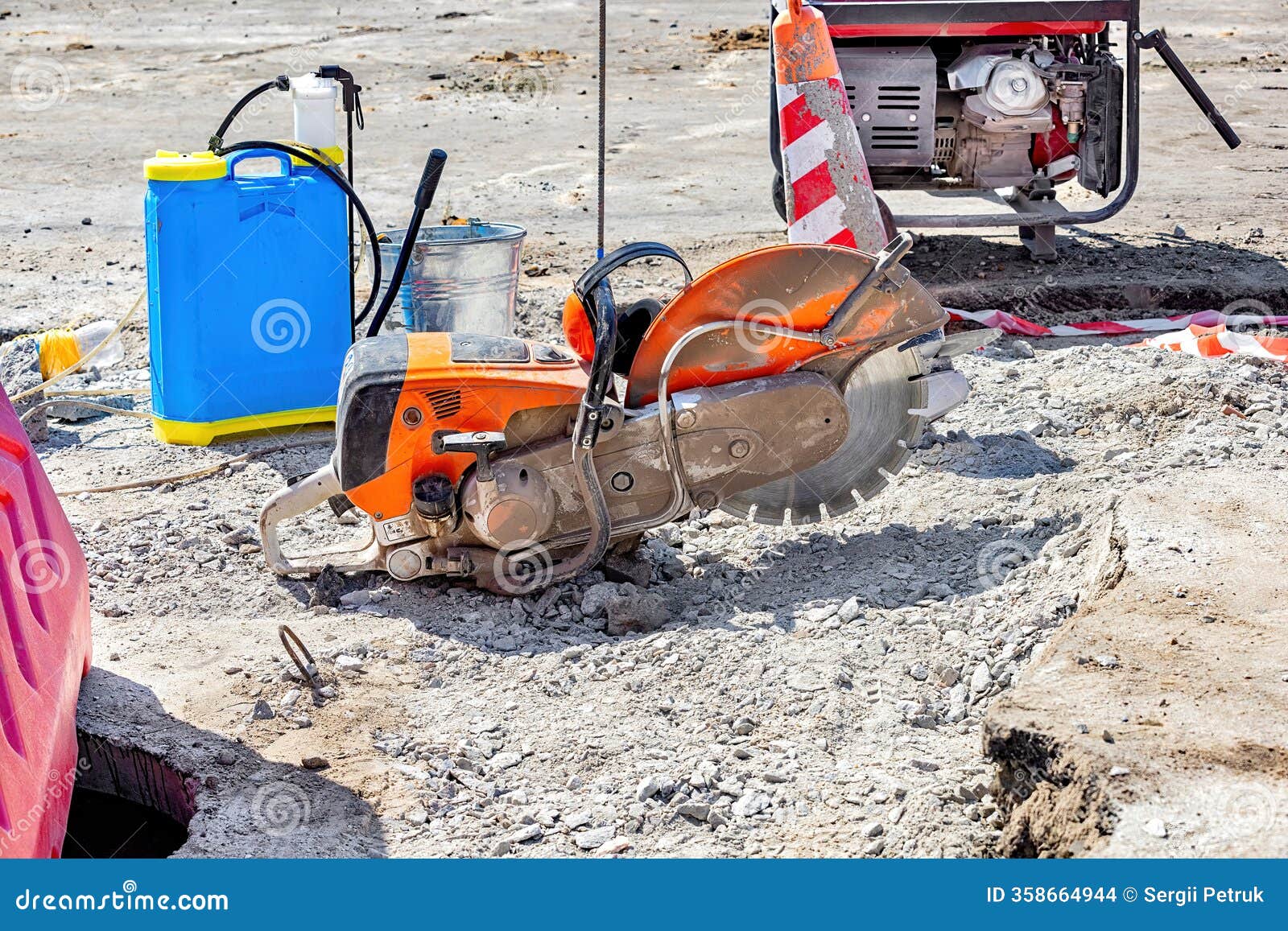 Construction Tools in Action at a Worksite Under the Bright Sun Stock ...