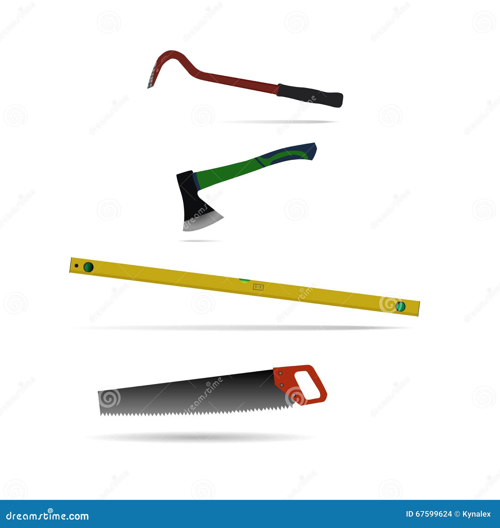 Construction Tools, Axe, Ruler, Saw, Nail Puller Stock Vector ...