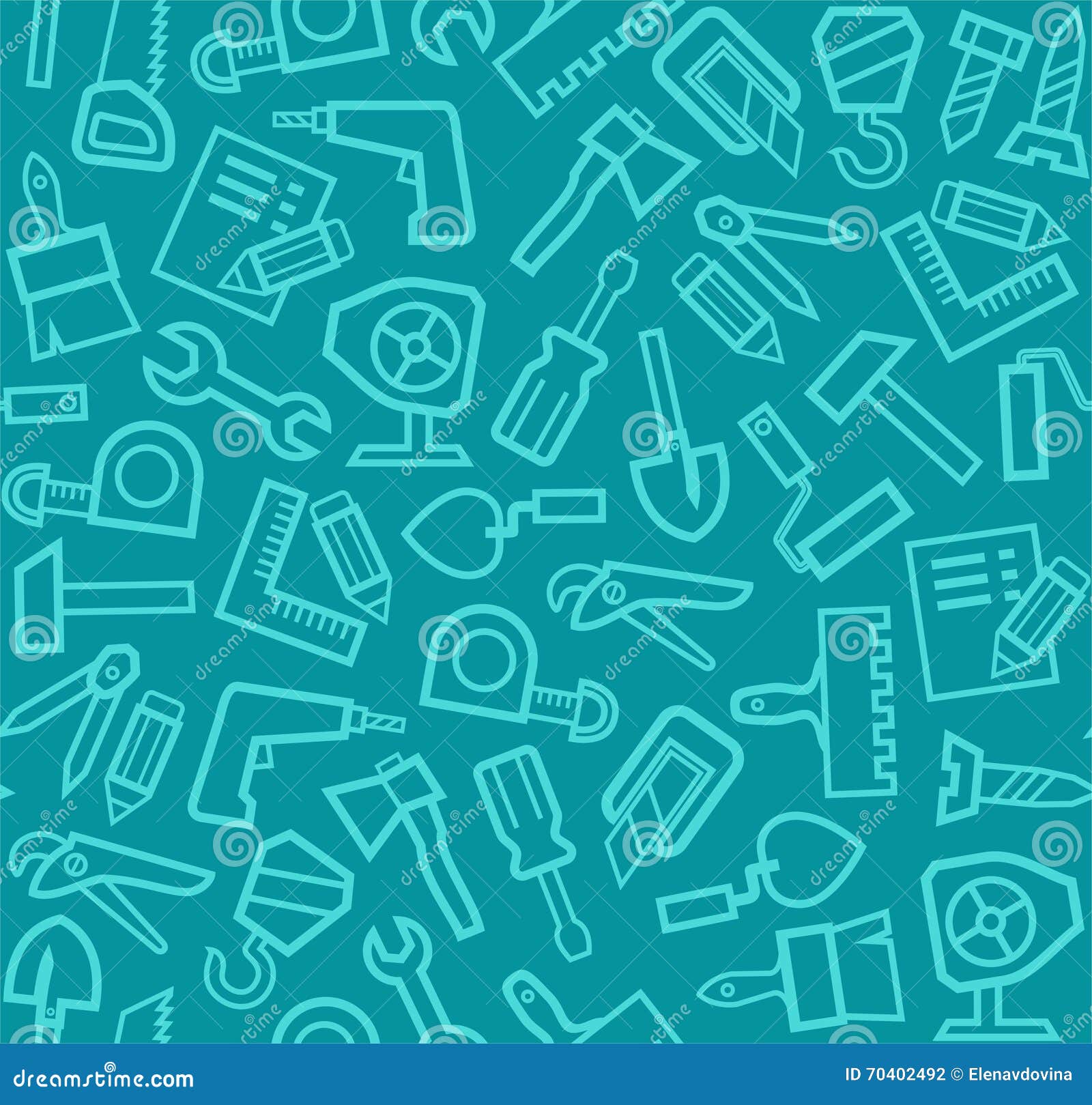 Construction Tools, Background, Seamless, Blue-green. Stock Vector ...