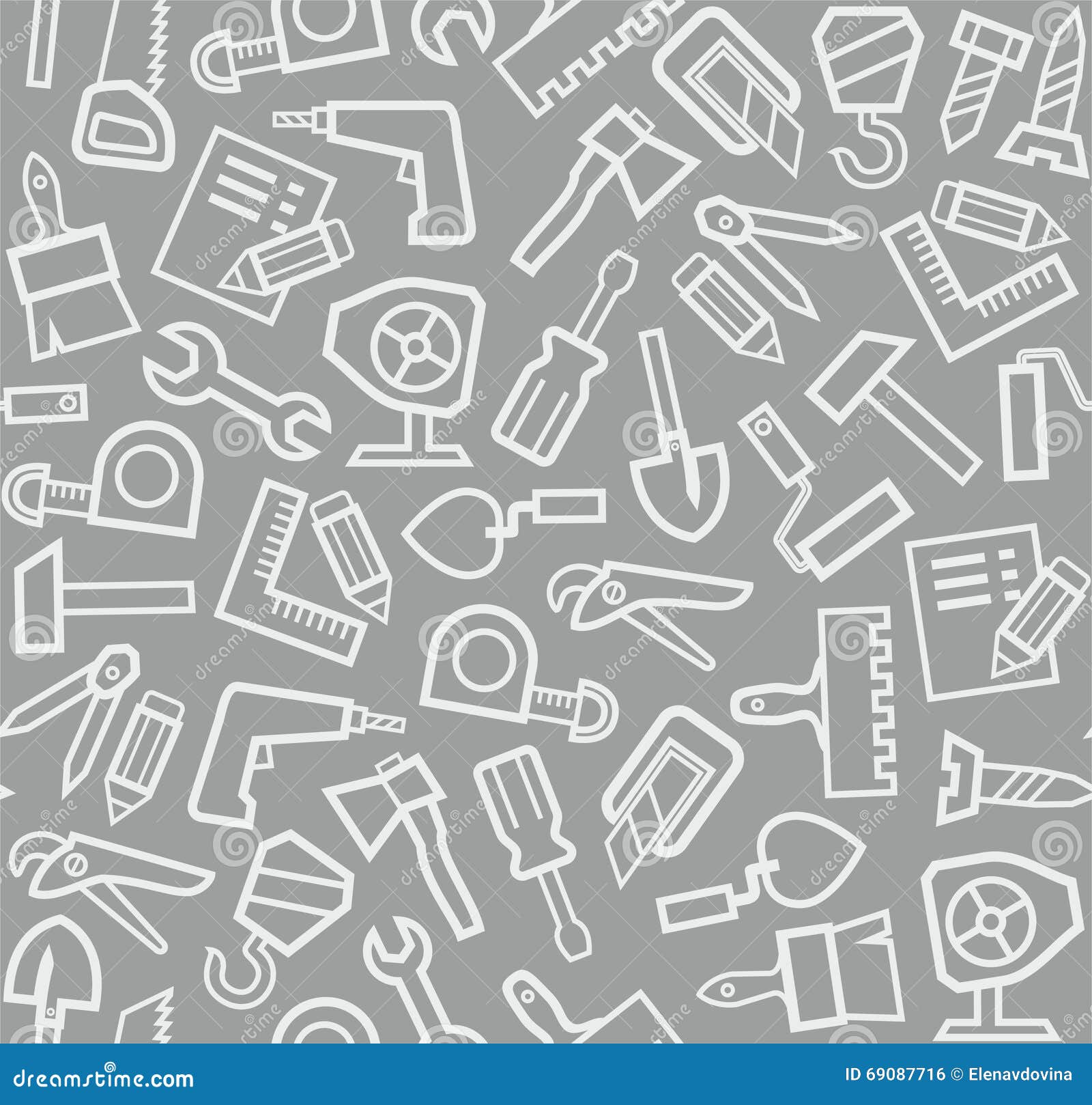 Construction Tools, Background, Seamless, Gray. Stock Vector ...
