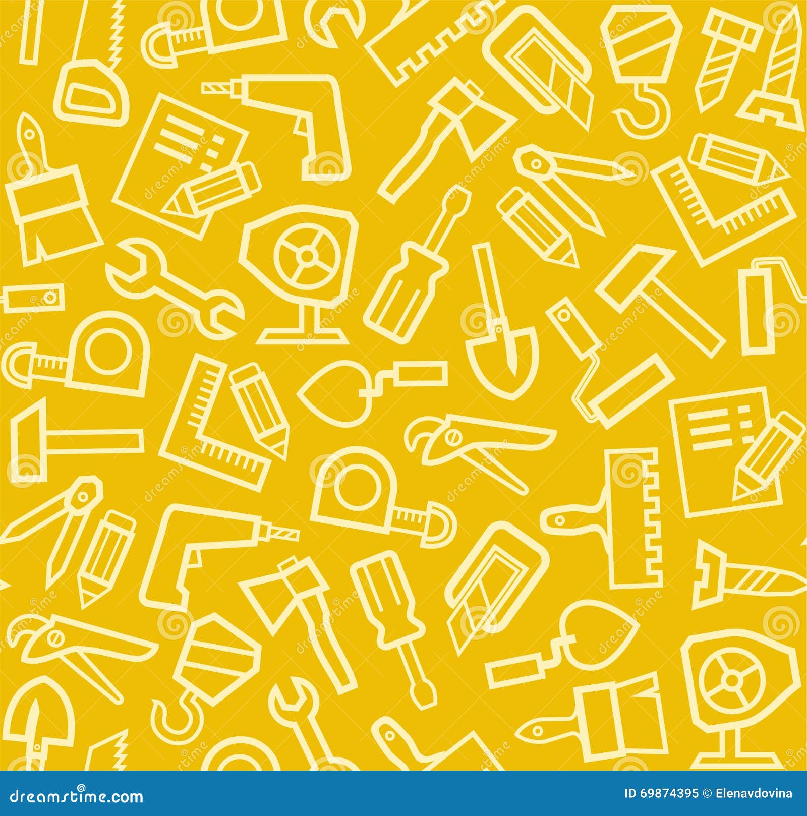Construction Tools, Background, Seamless, Yellow. Stock Vector ...