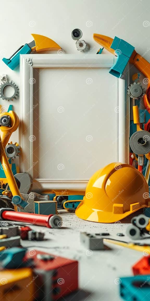 Construction Tools and Blank Frame Stock Illustration - Illustration of technology, automobile ...