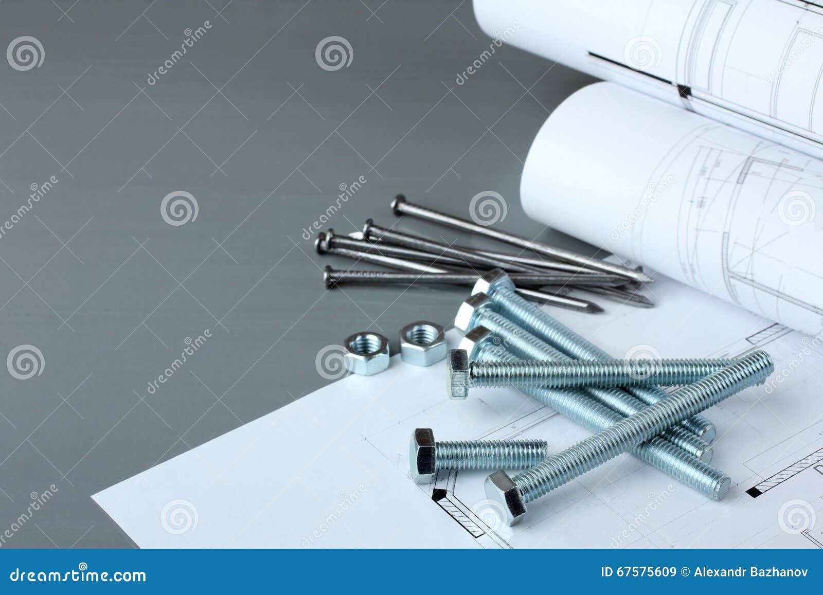Construction Tools and Blueprints Stock Image - Image of architectural ...