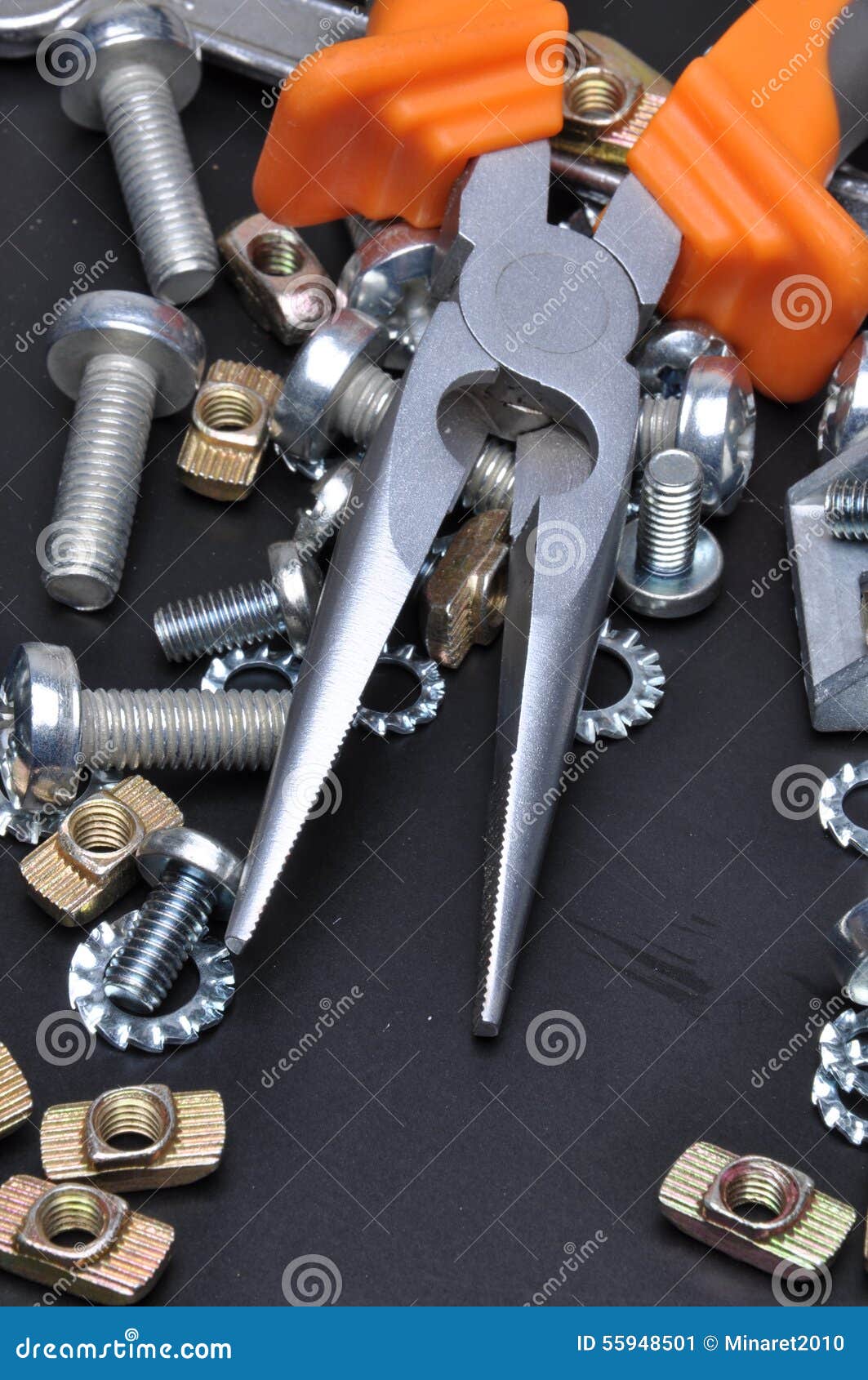 Construction Tools and Bolts Stock Image - Image of macro, closeup ...