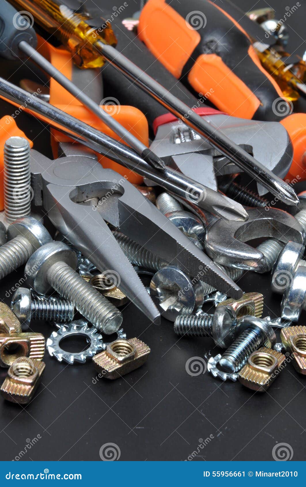 Construction Tools and Bolts Stock Image - Image of silver, industrial ...