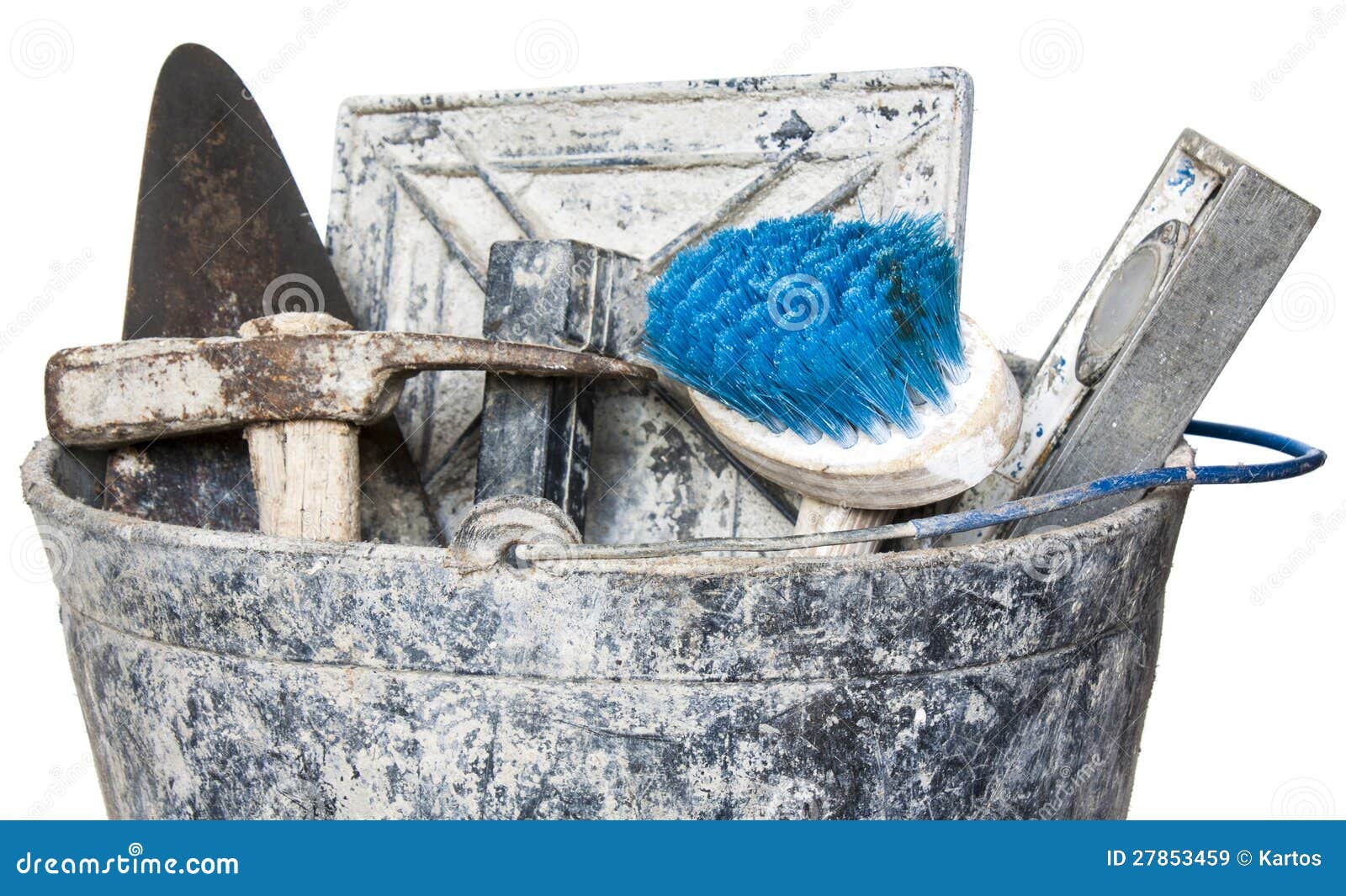 Construction Tools on Bucket Stock Image - Image of helmet, isolated ...