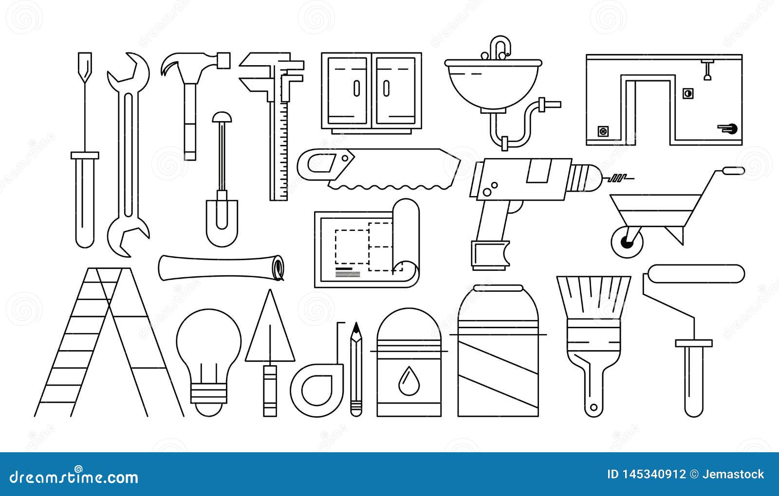 Construction Tools Cartoons Stock Vector - Illustration of house, home ...