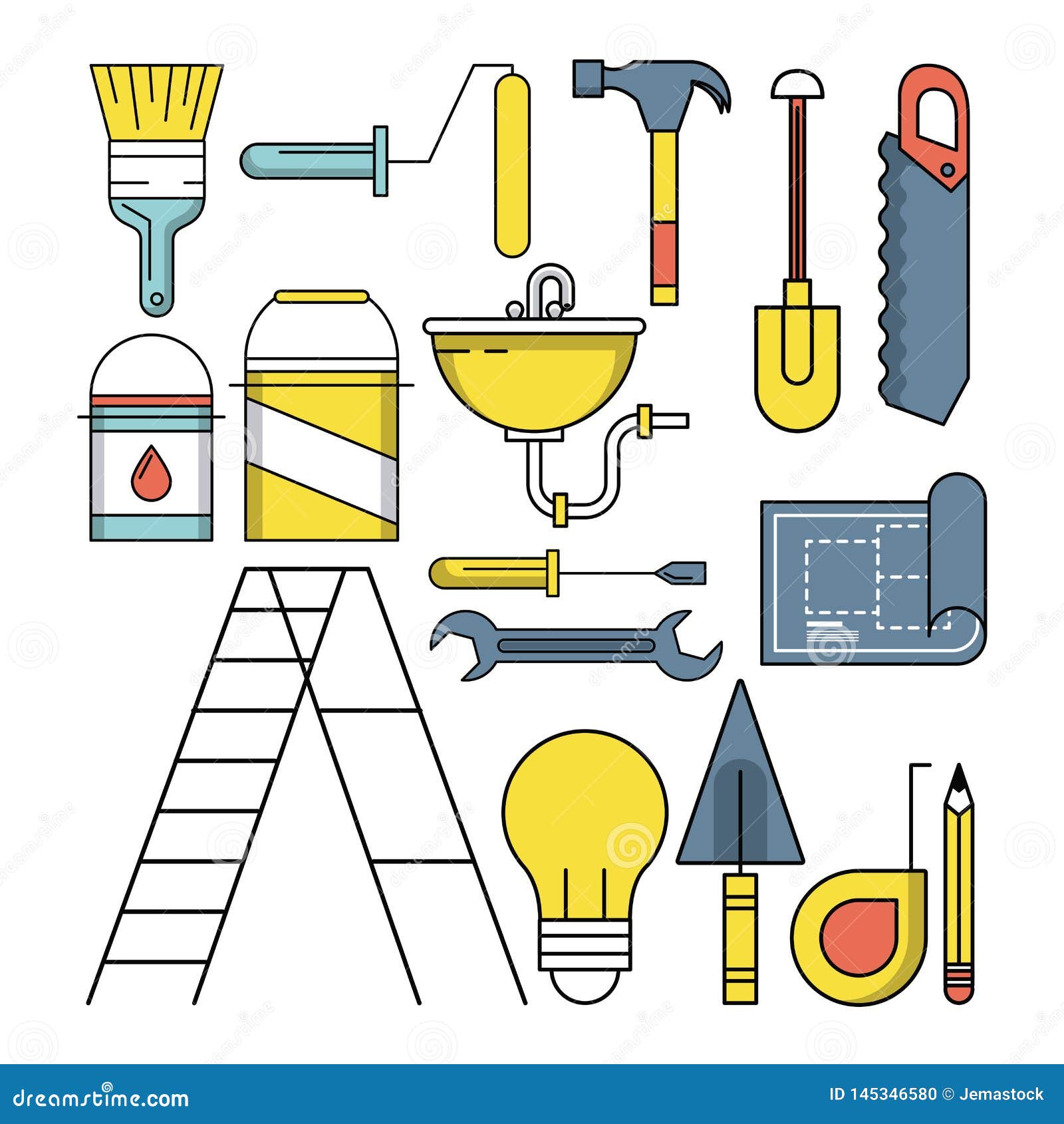 Construction Tools Cartoons Stock Vector - Illustration of bulb ...