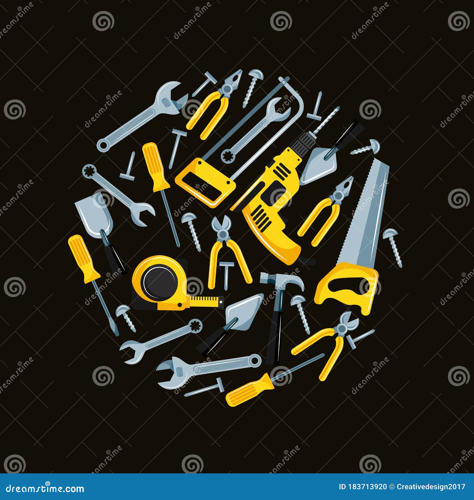 Construction tools. vector stock vector. Illustration of sign - 183713920