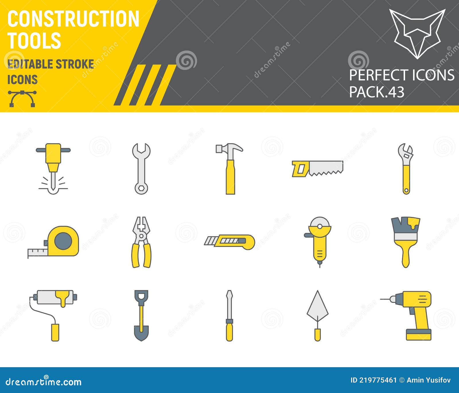 Construction Tools Color Line Icon Set Stock Vector - Illustration of ...